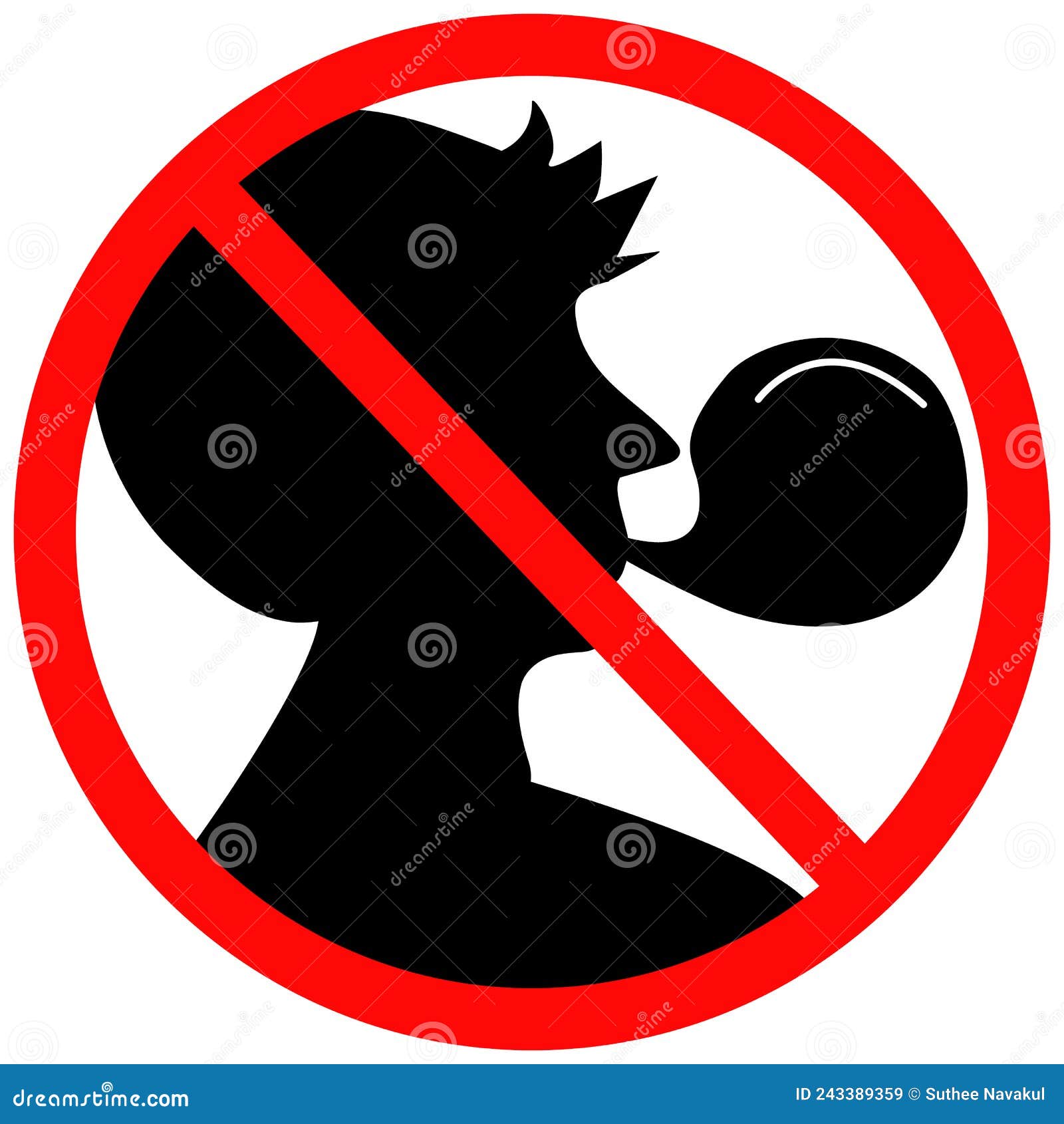 No Chewing Gum Forbidden Sign. Bubble Gum Prohibited Symbol. No Bubble ...