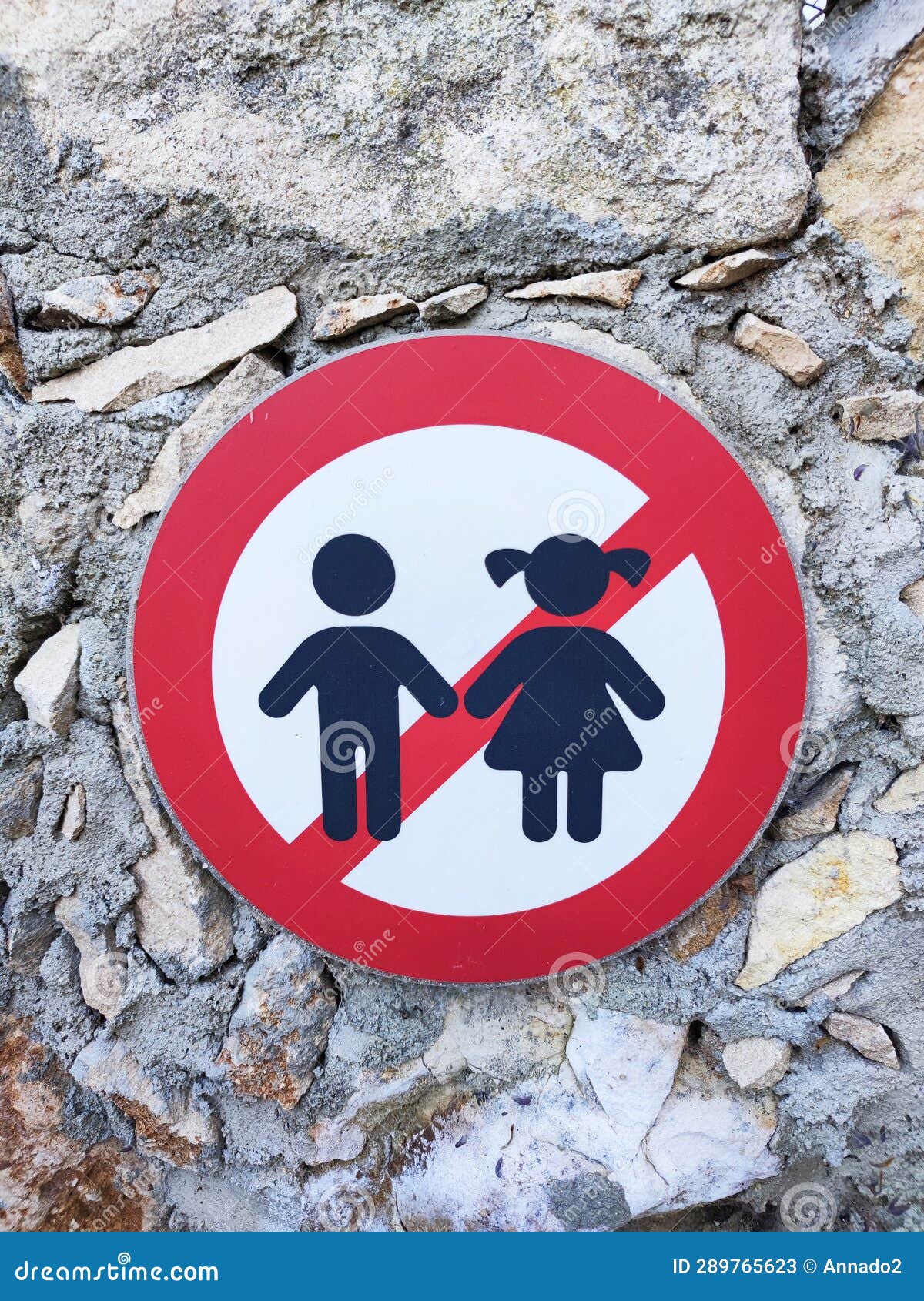 No Children Allowed Sign Close Up on a Stone Wall Stock Image - Image ...