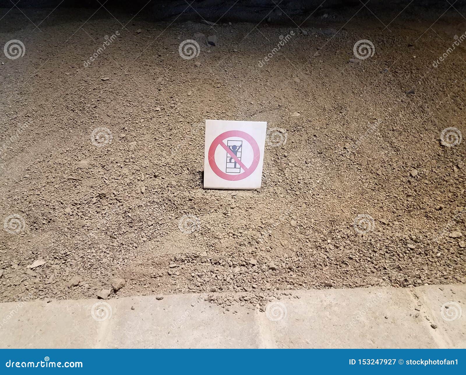 No Climbing Sign on Soil and Stone in Cave Stock Image - Image of ...