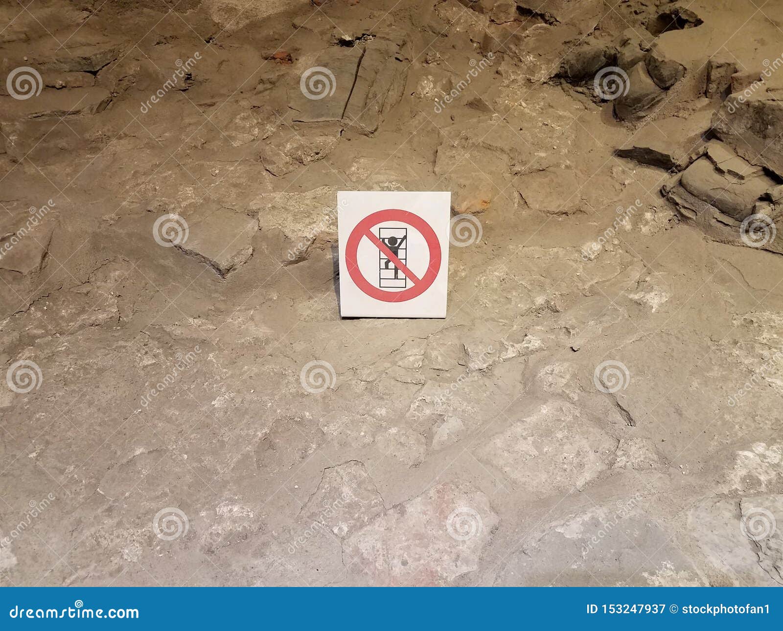 No Climbing Sign on Soil and Stone in Cave Stock Image - Image of sign ...