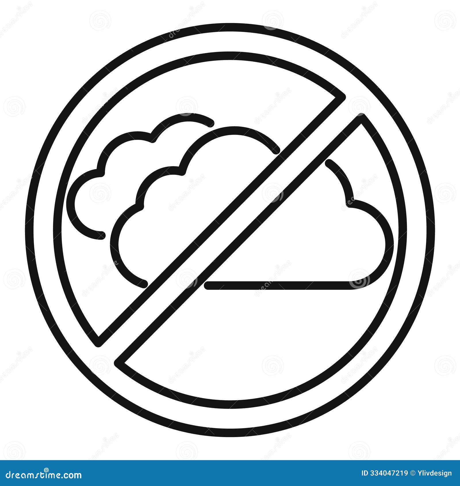 No Cloud Computing Allowed Sign with Clouds Symbol Outline Stock Vector ...