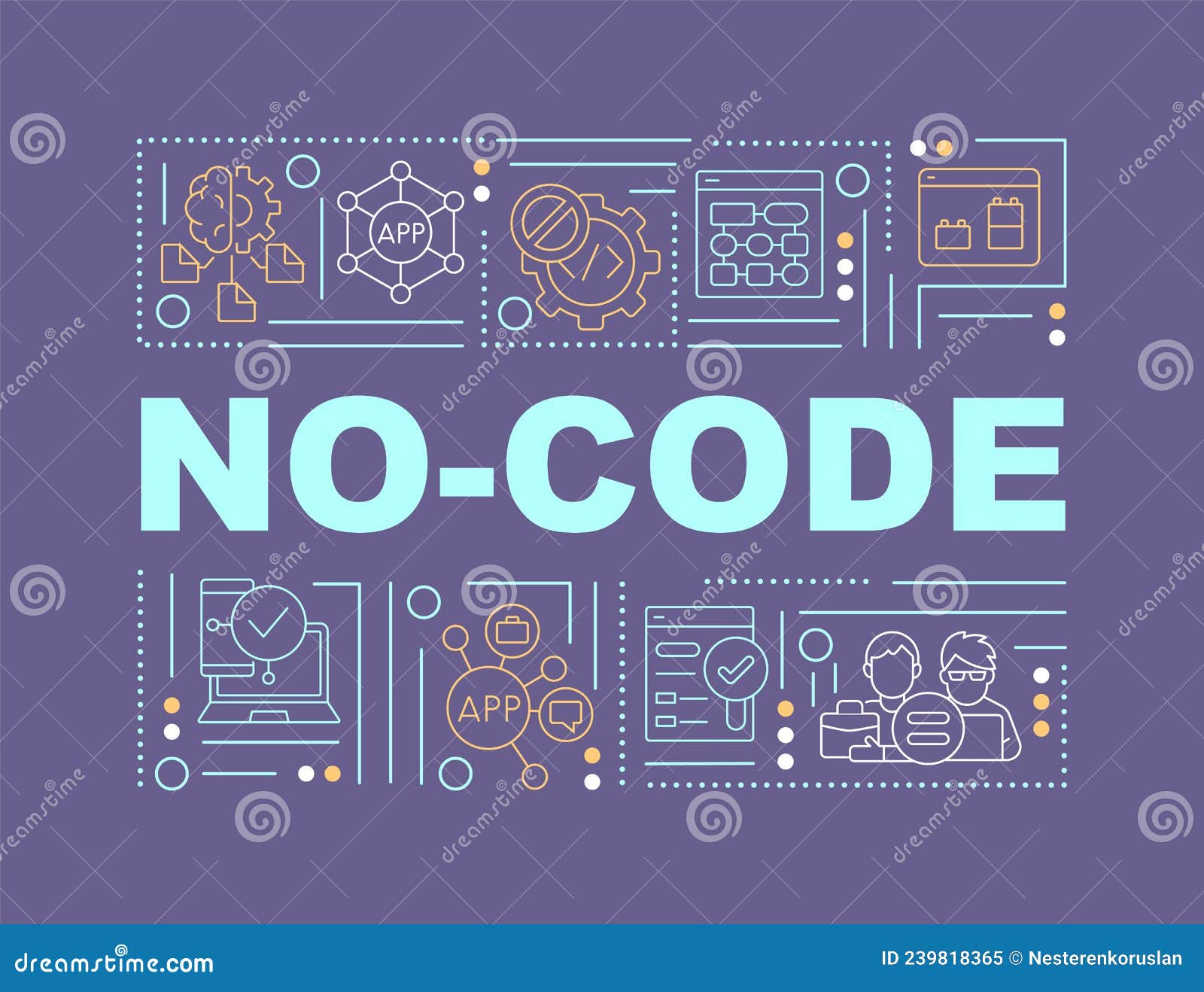 No Code Word Concepts Purple Banner Stock Vector - Illustration of ...