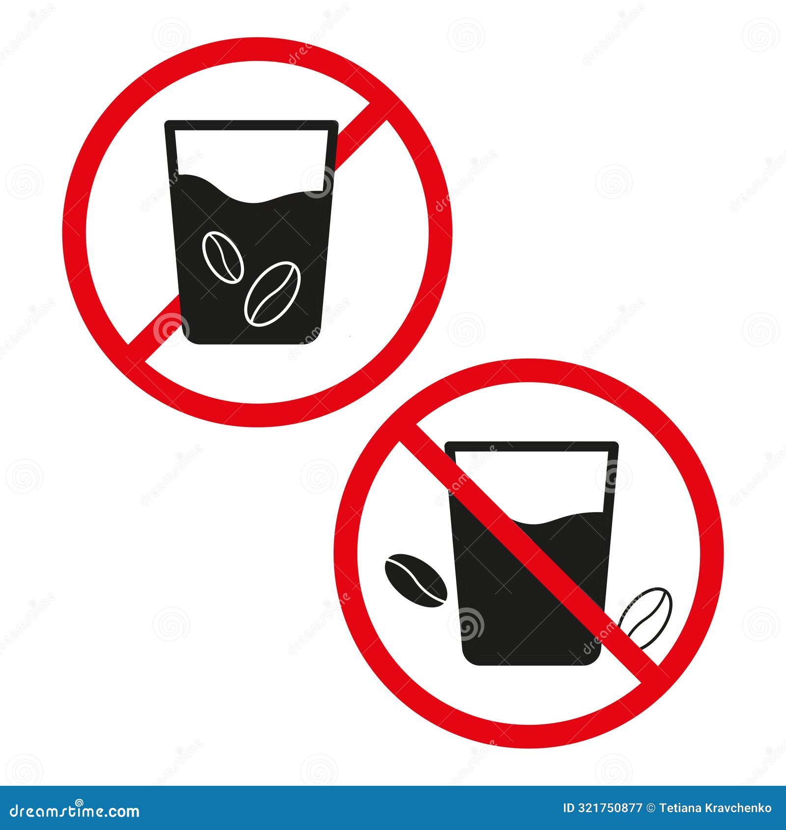 No Coffee Icon. Cup with Beans. Red Prohibition Sign. Vector Symbol ...