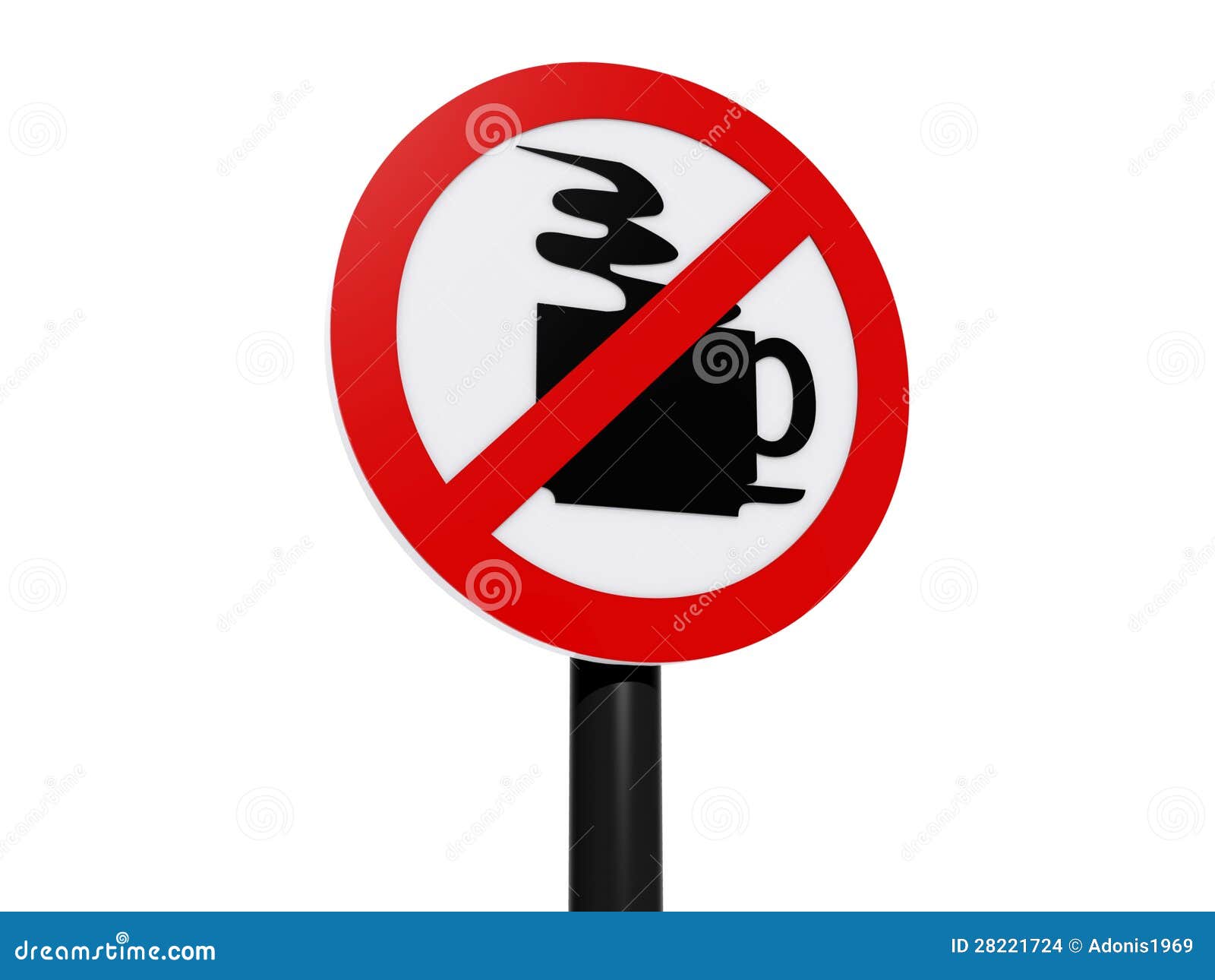 No Coffee Zone Sign on Post Stock Illustration - Illustration of coffee ...