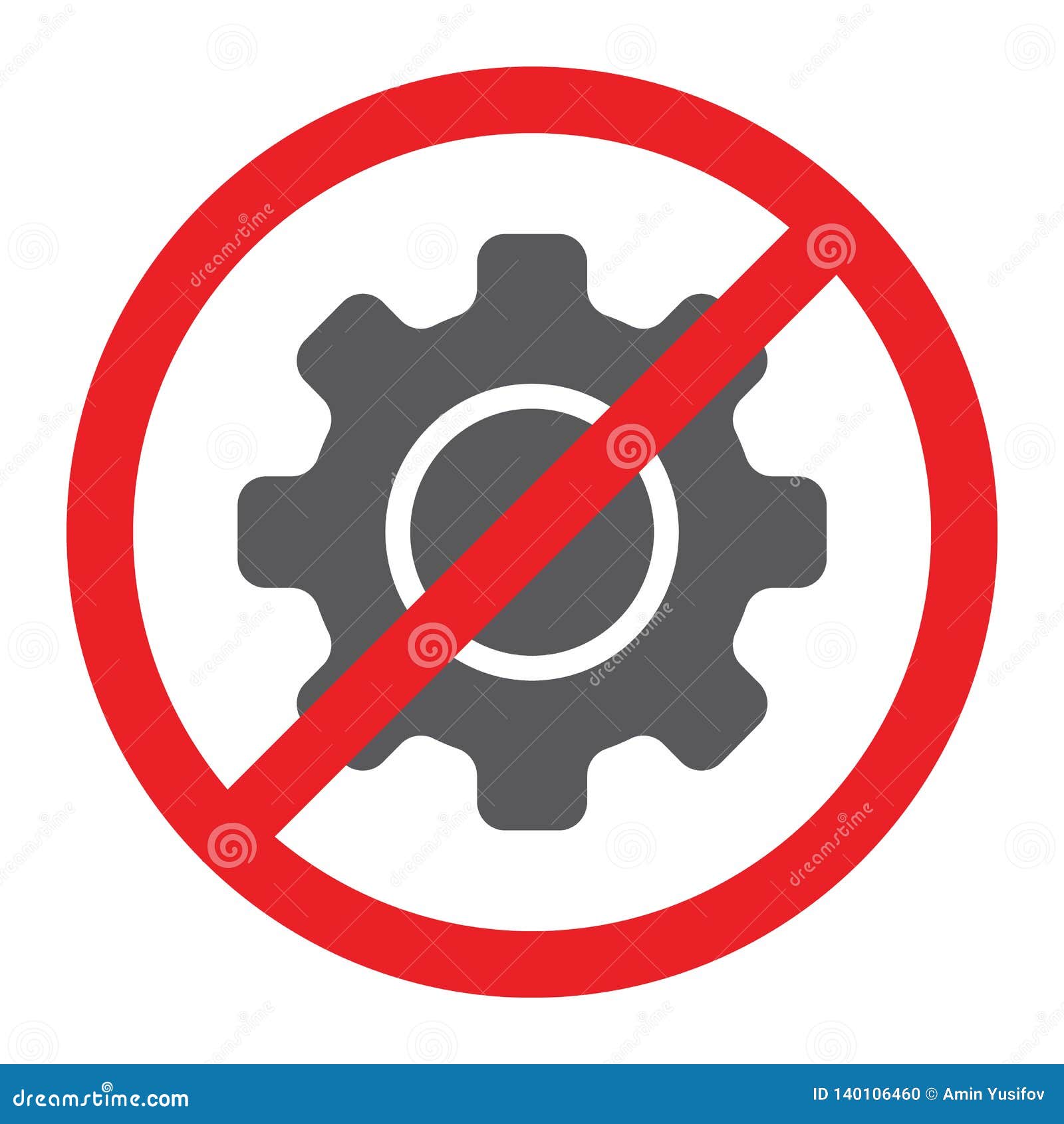 Prohibited Gear Icons. Black And Red Vector Designs. Four Different ...