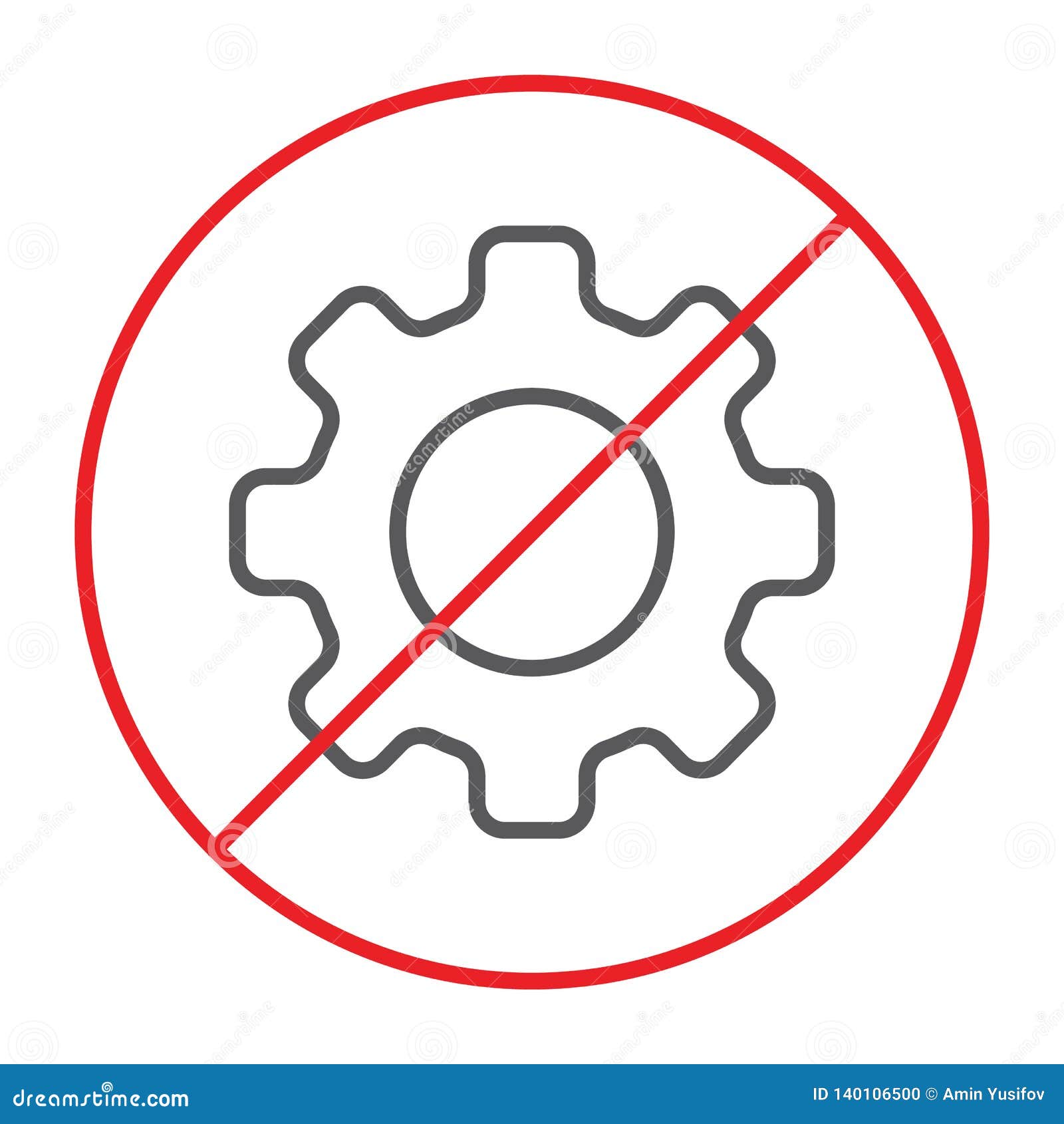 Prohibited Gear Icons. Black And Red Vector Designs. Four Different ...