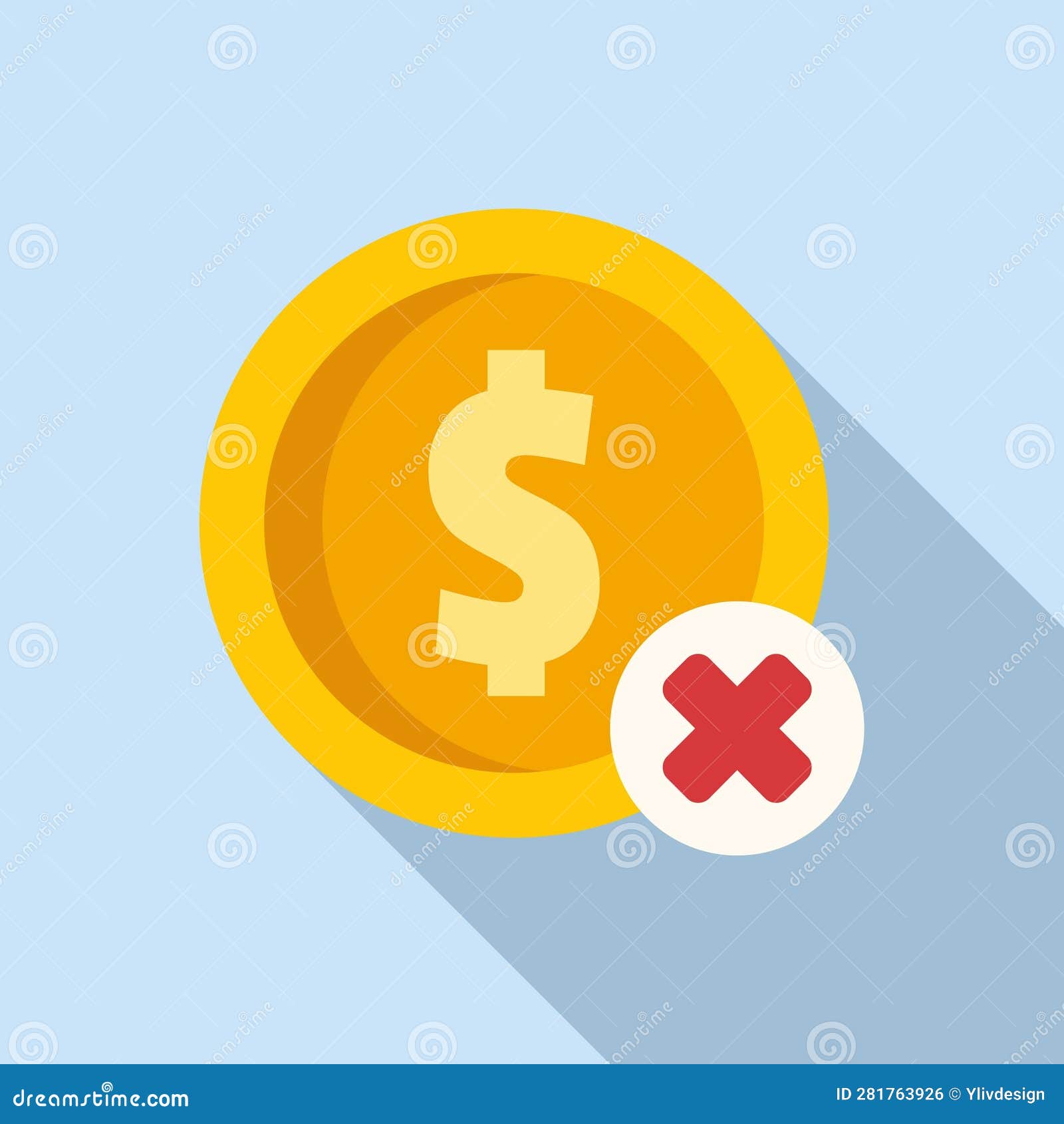 No Coin Pay Icon Flat Vector. Card Error Stock Illustration ...