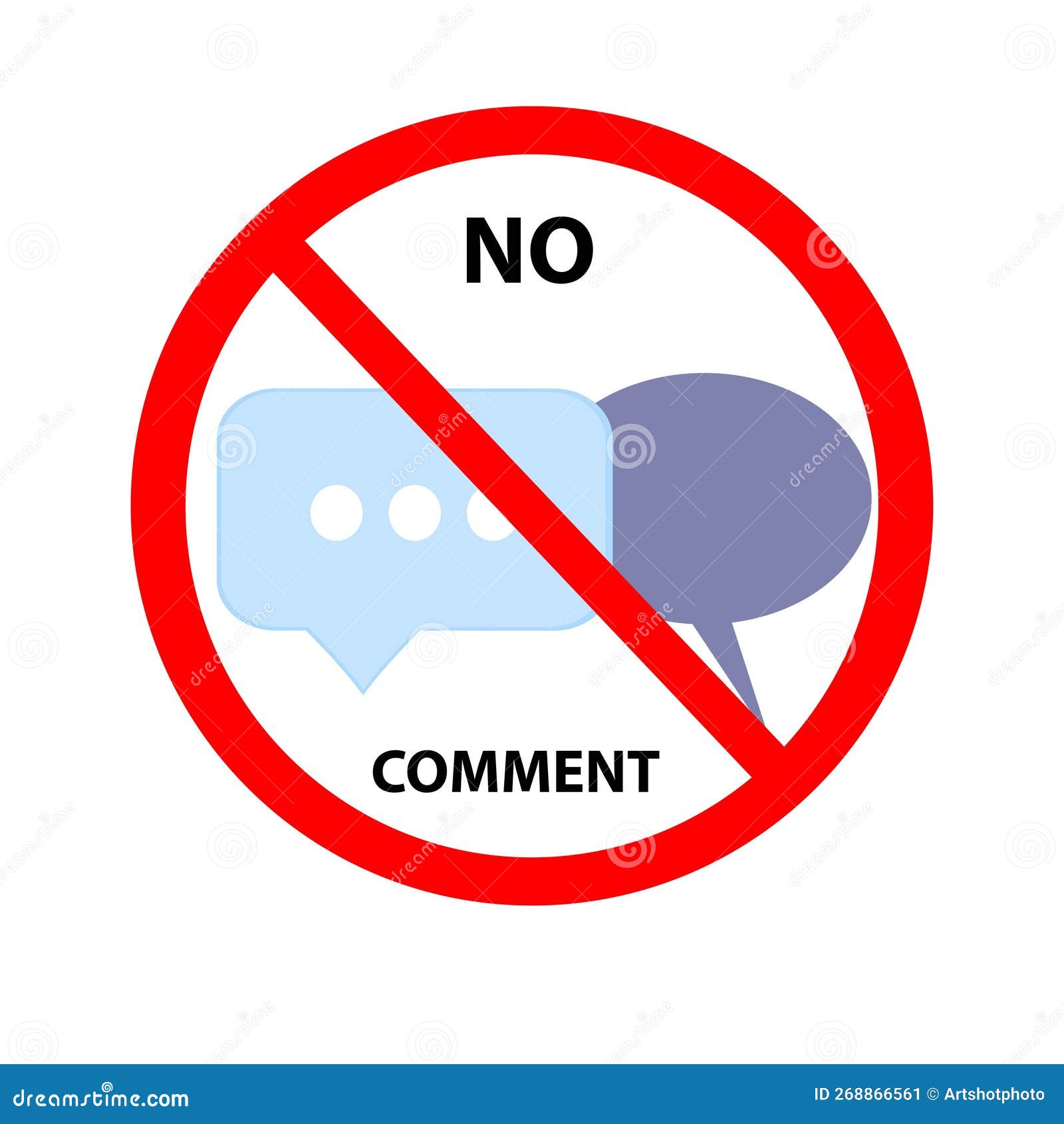 Prohibition Sign with Two Speech Bubbles and the Text No Comment Stock ...