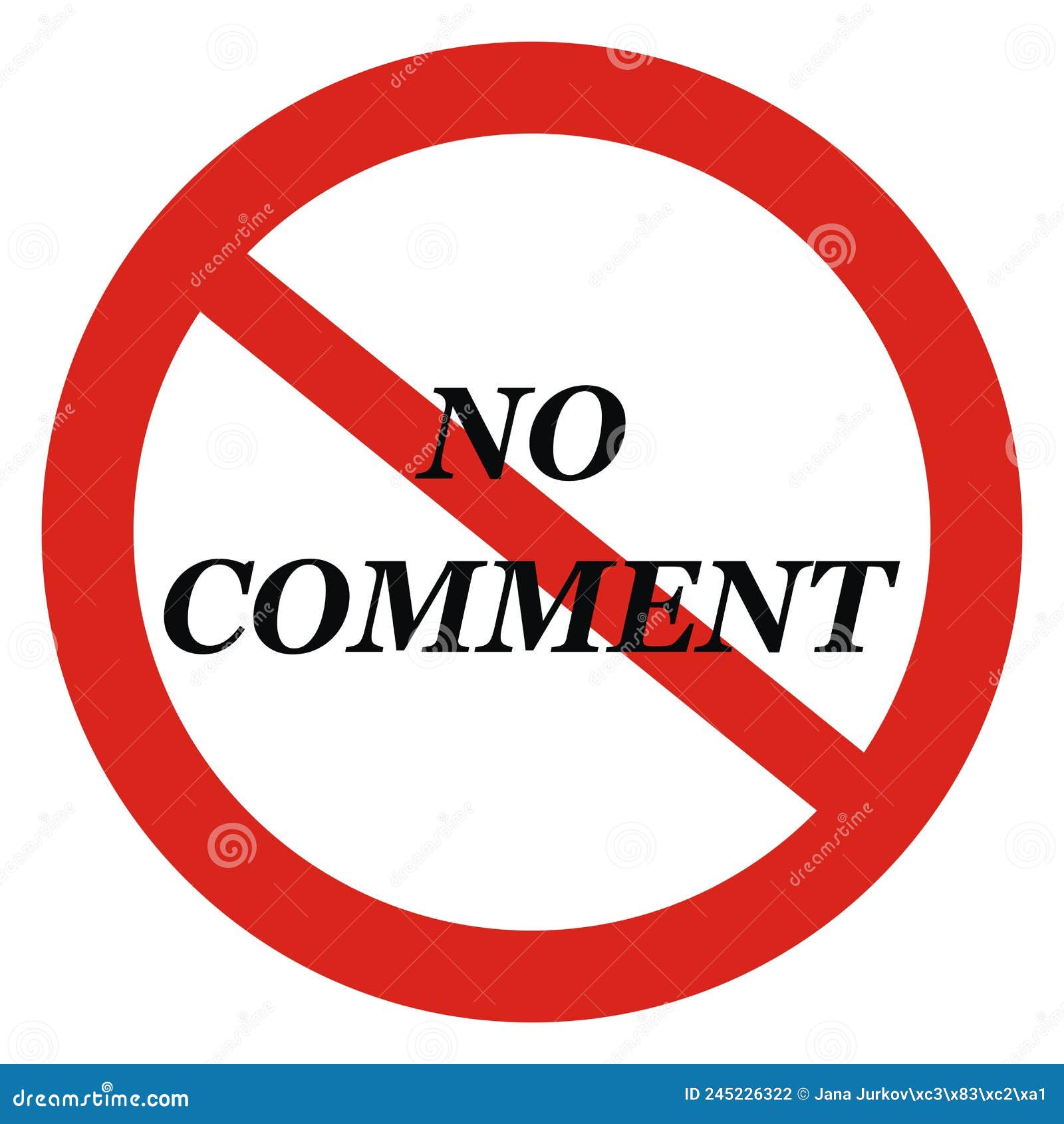 No Comment, Round Sign on White Background, Red Frame, Eps. Stock ...