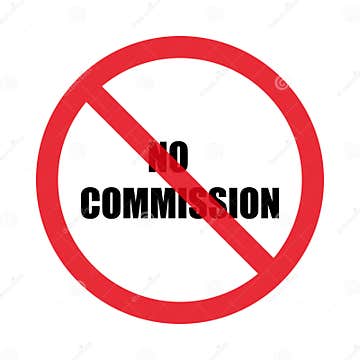 No Commission Sign. Zero Commission. Isolated on White Background. Flat ...