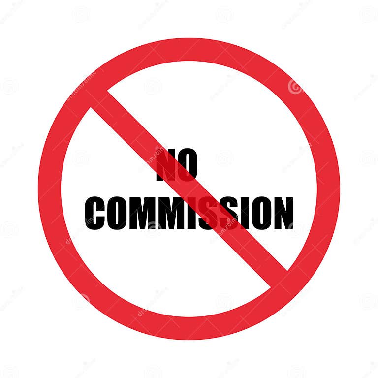 No Commission Sign. Zero Commission. Isolated on White Background. Flat ...