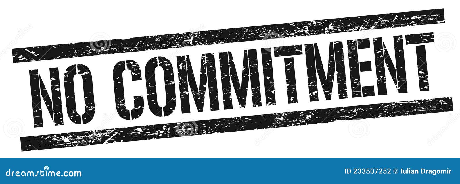 NO COMMITMENT Text on Black Grungy Rectangle Stamp Stock Illustration ...