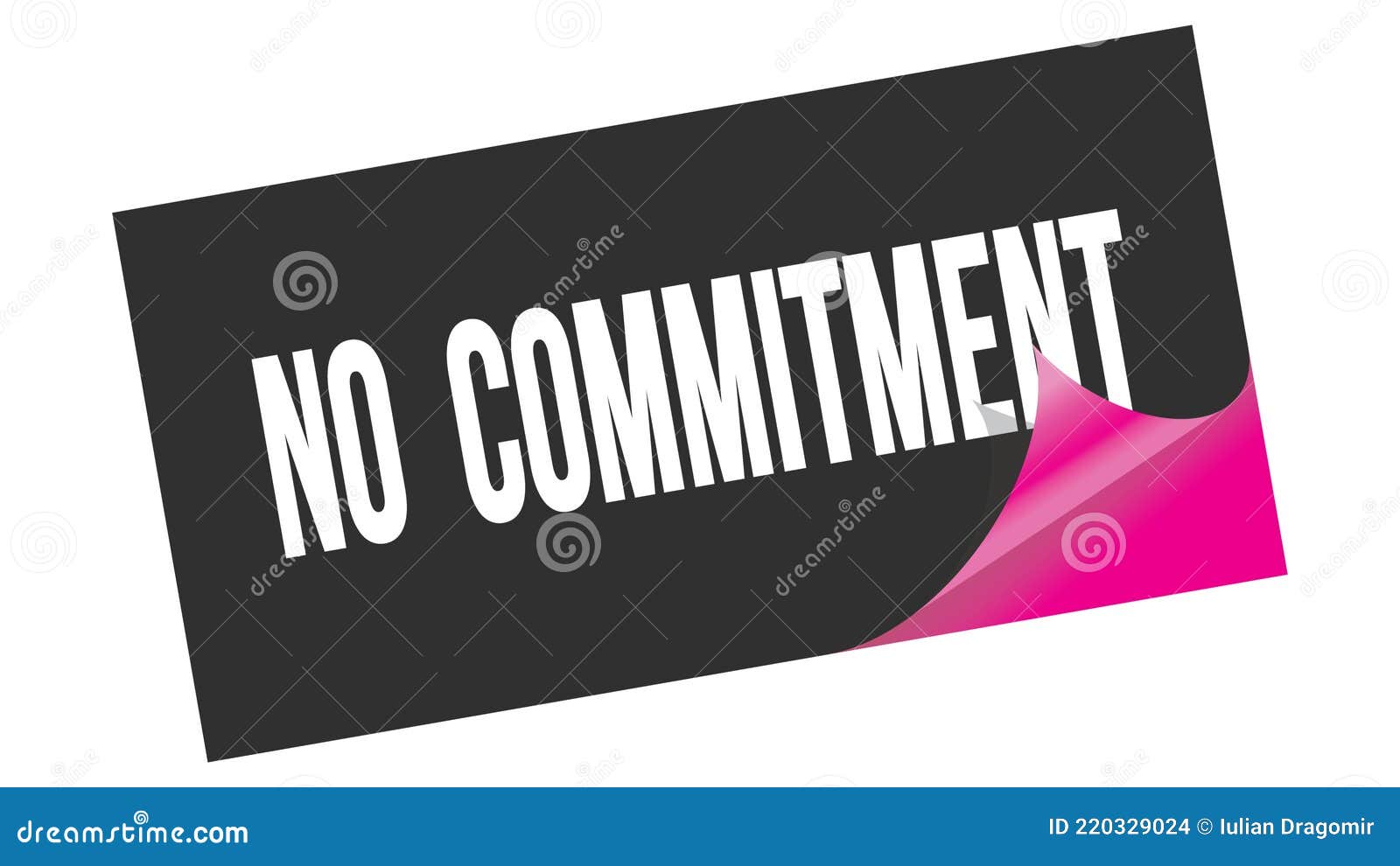 NO COMMITMENT Text on Black Pink Sticker Stamp Stock Illustration ...