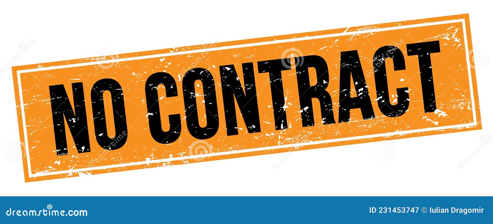NO CONTRACT Text on Black Orange Grungy Rectangle Stamp Stock ...