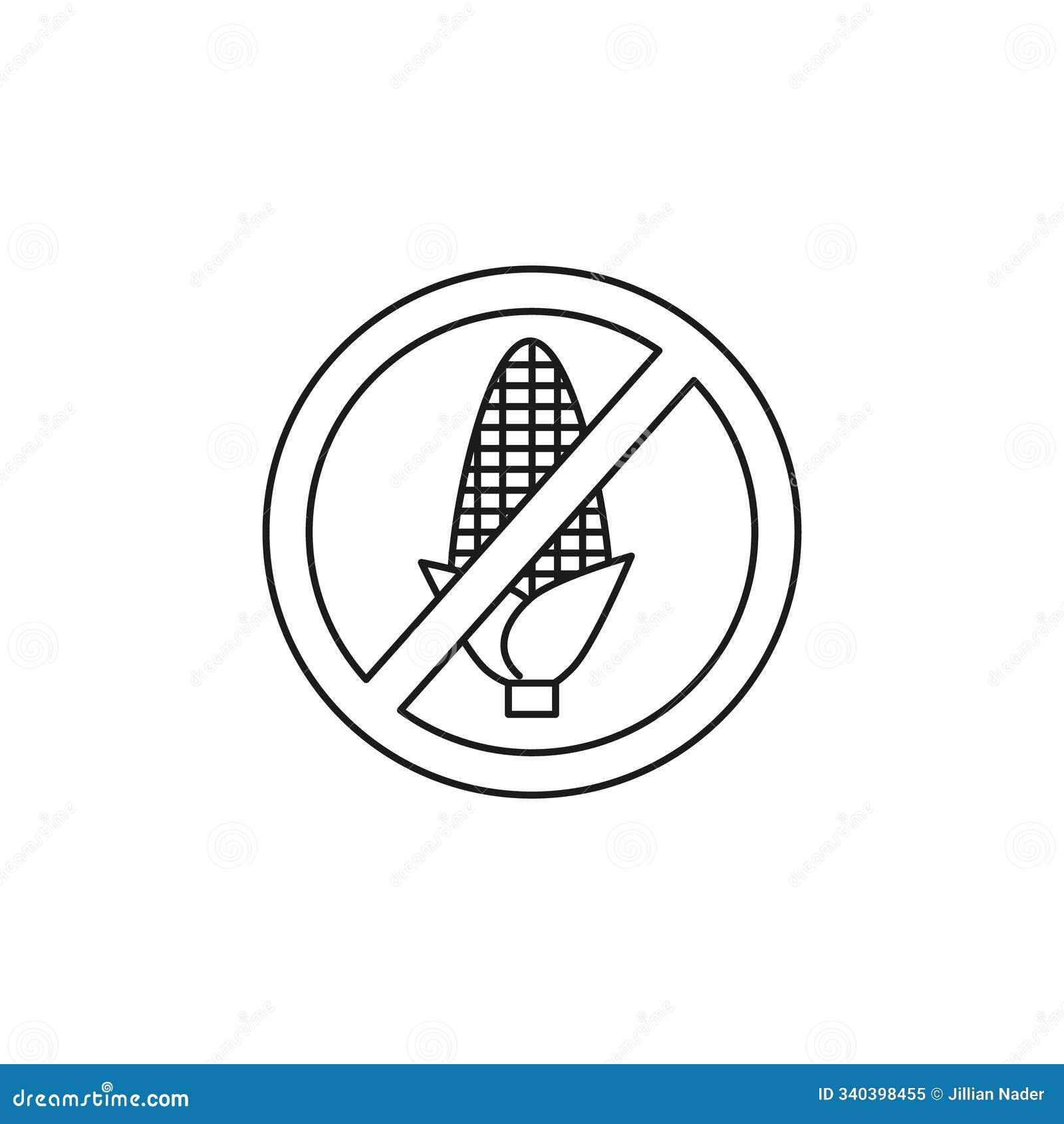 No Corn Icon Flat Line Symbol Set Stock Illustration - Illustration of ...
