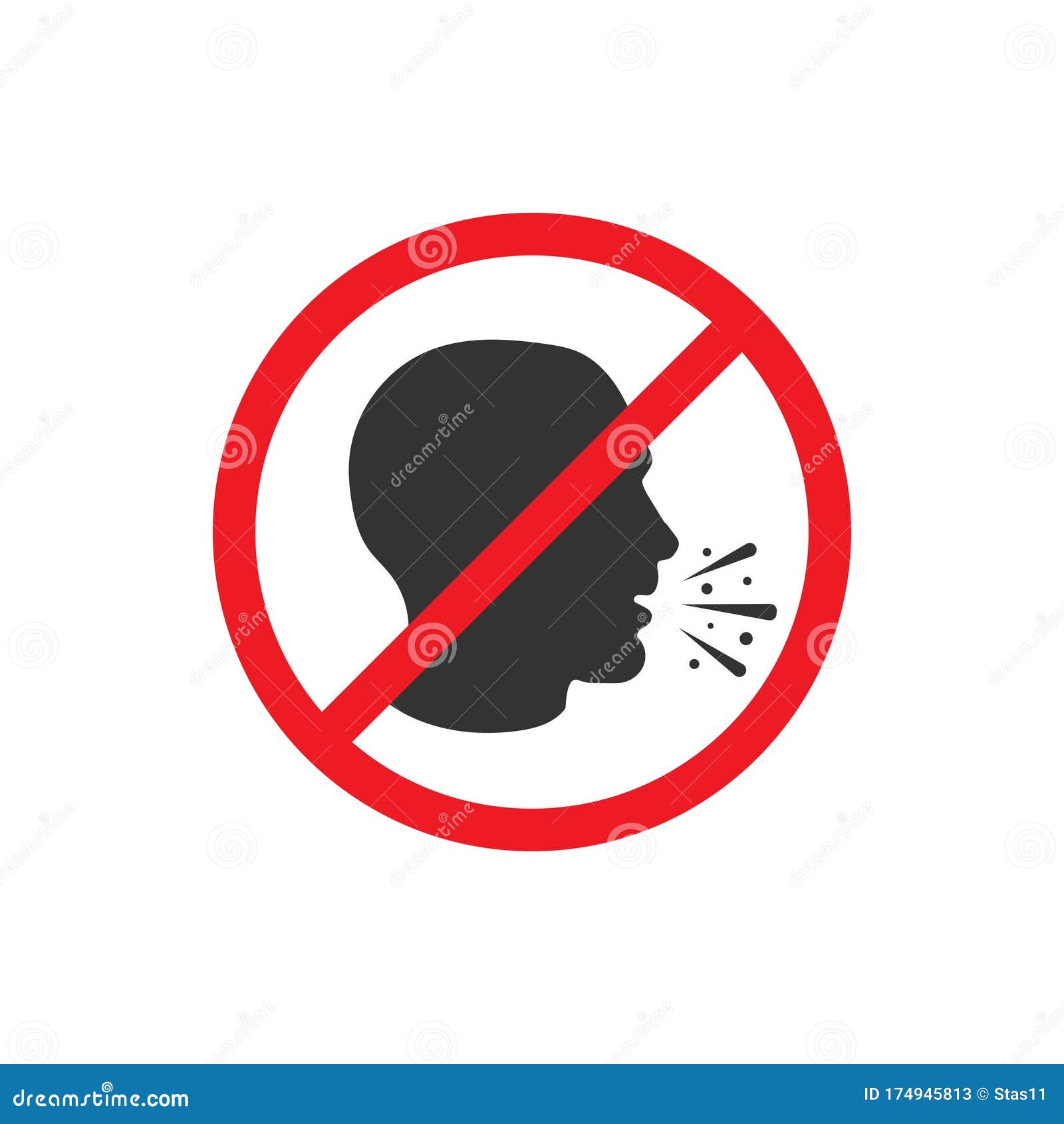 No Cough Icon in a Flat Design. Vector Illustration Stock Vector ...