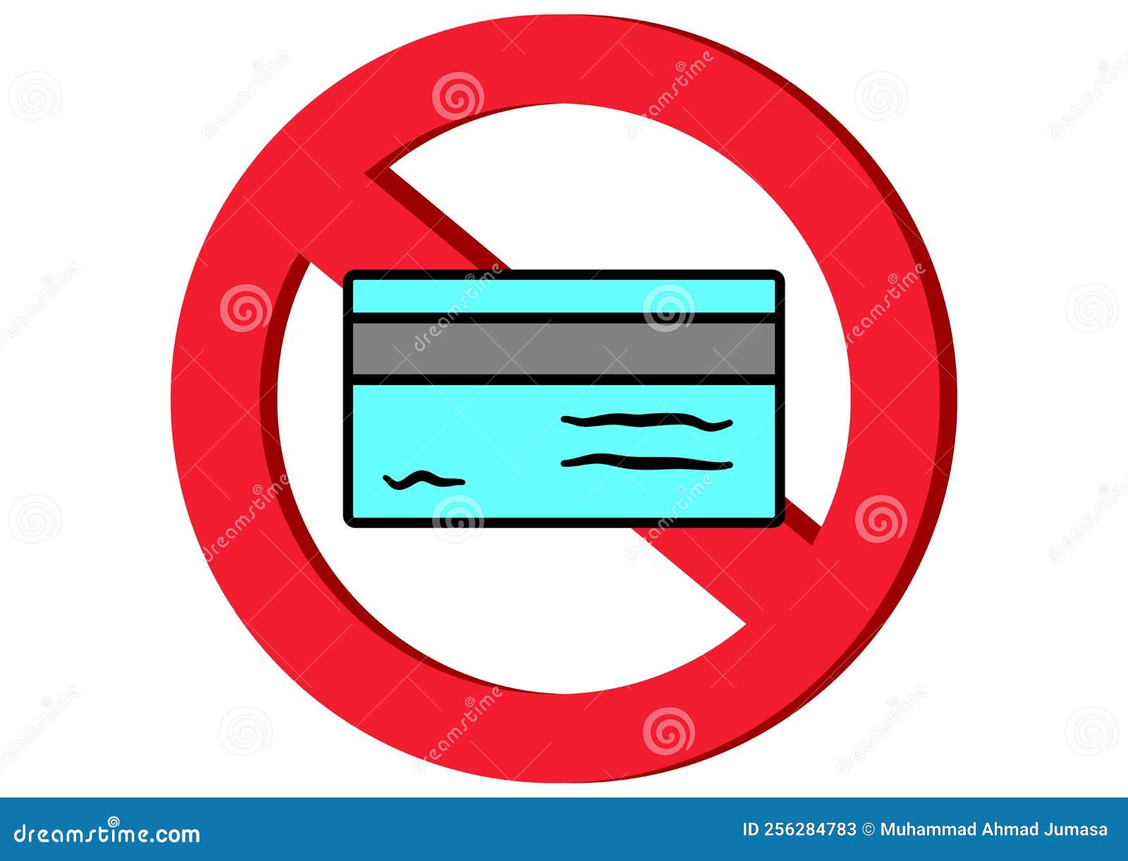 A Cartoon of No Using Credit Card Stock Illustration - Illustration of ...