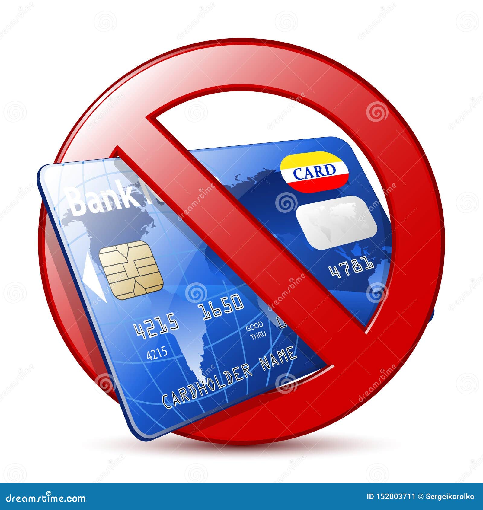 No Credit Card Sign. Vector Stock Vector - Illustration of gold ...