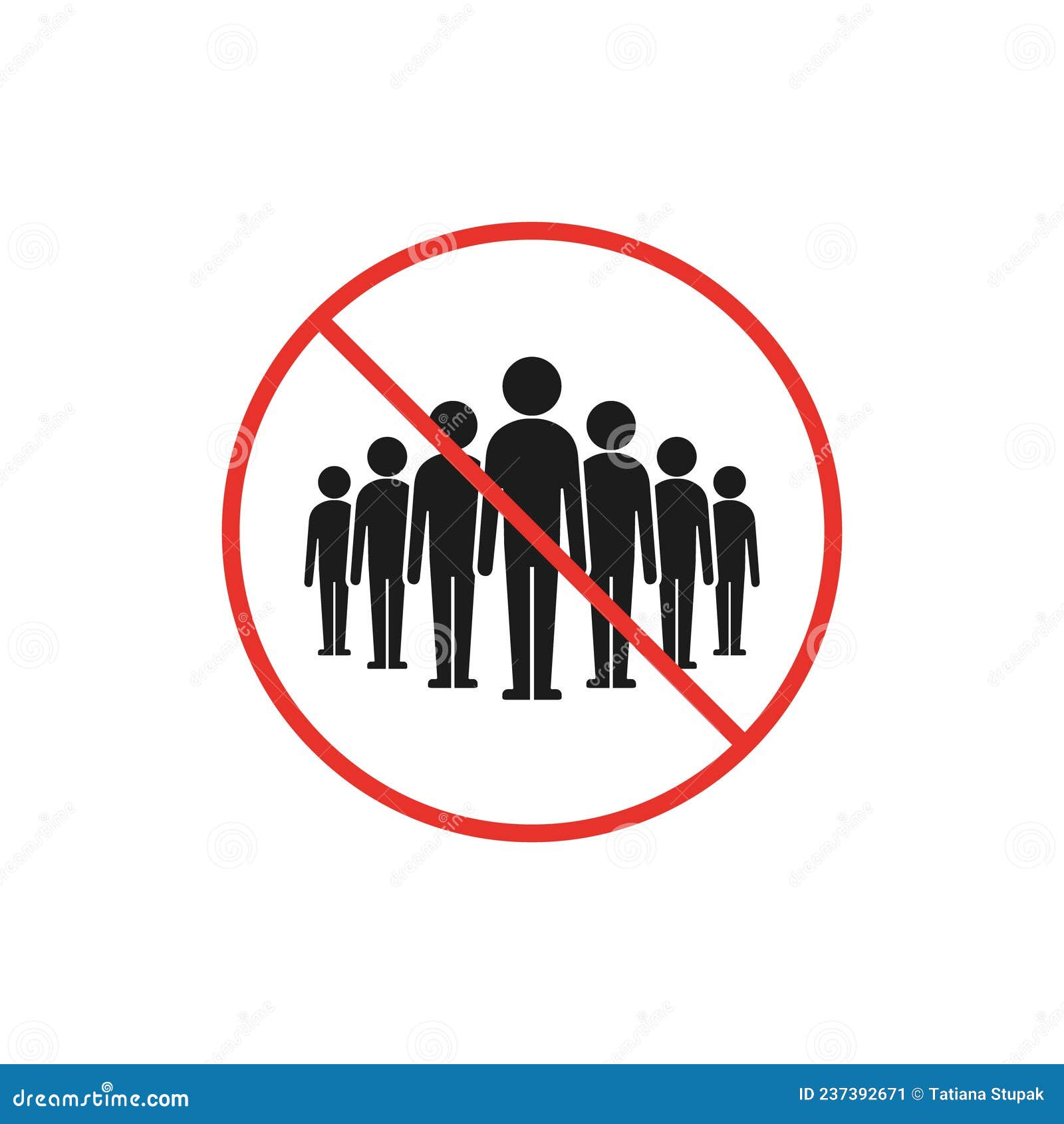 No Crowd Sign Prohibition Icon for Quarantine. No People Sign Stock ...