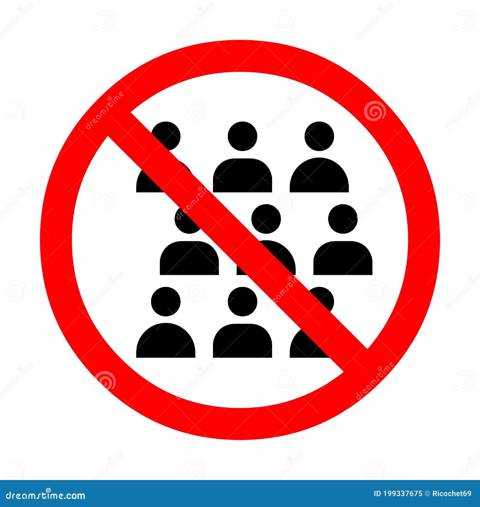 No Crowd Sign Social Distancing Stock Illustration - Illustration of ...