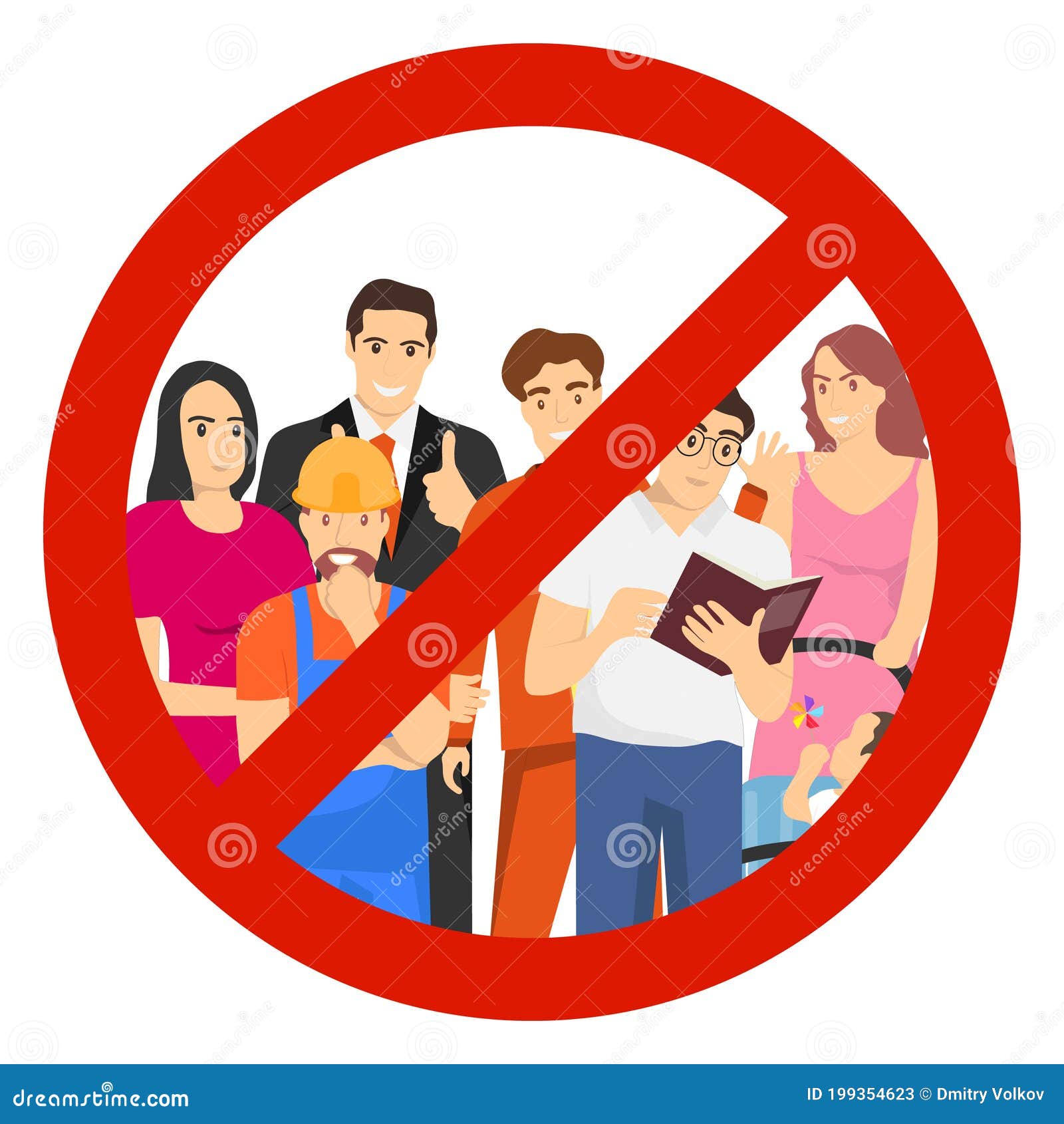 No Crowd Vector Icon. a Crowd of People is Prohibited. it is Forbidden ...