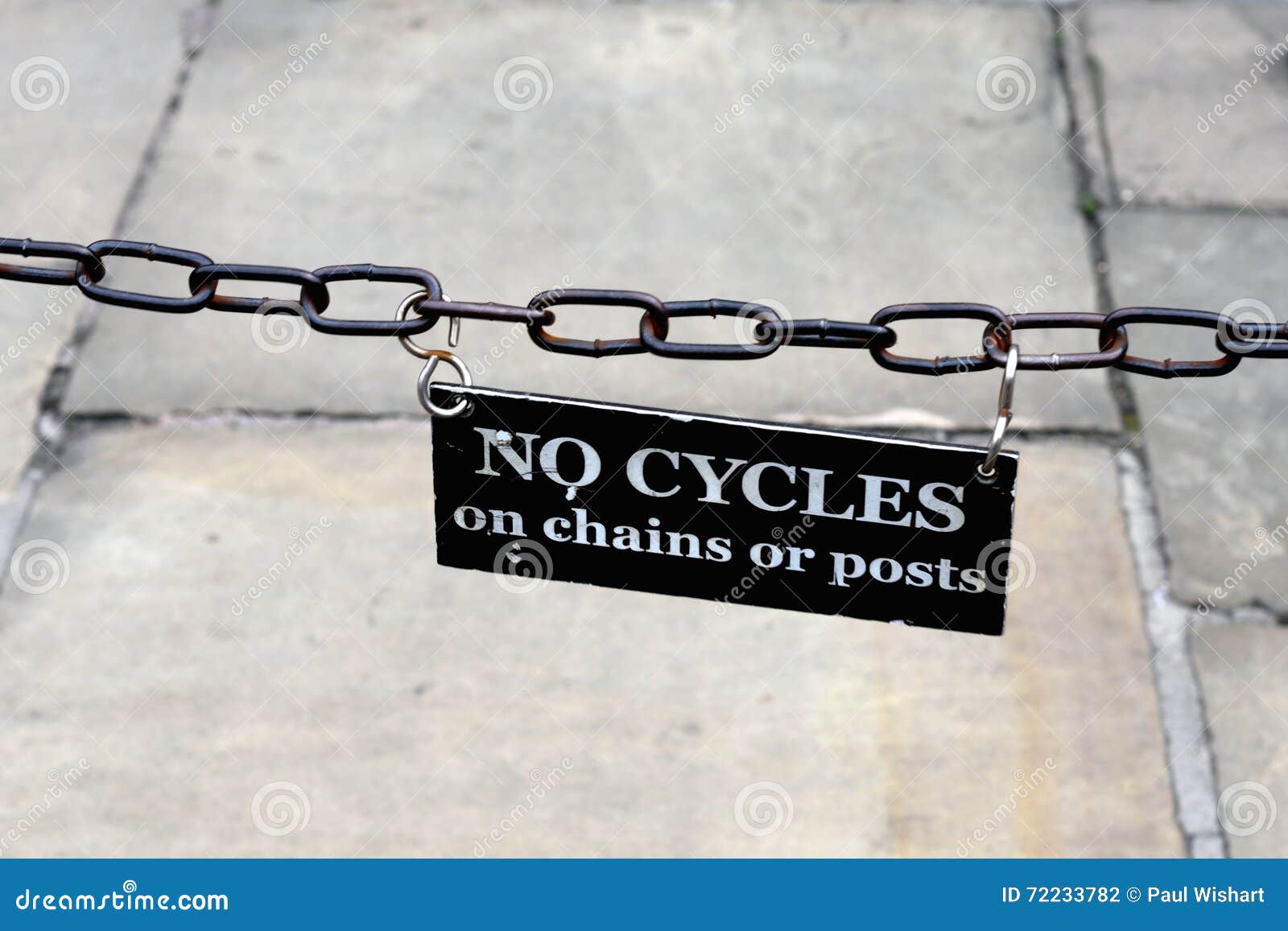 No Cycling sign on chain stock photo. Image of stop, cycle - 72233782
