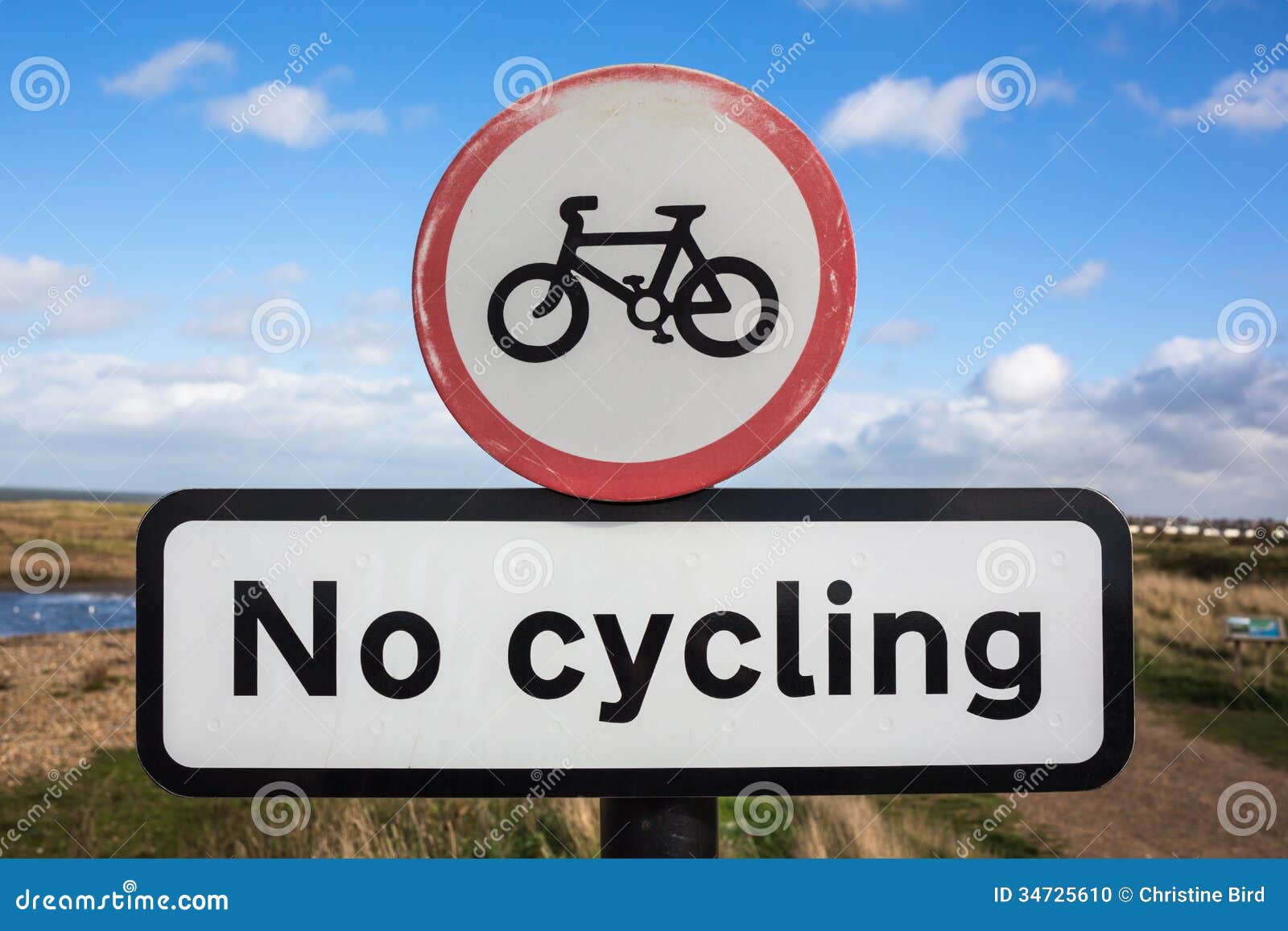 No Cycling Sign stock photo. Image of outdoors, scene - 34725610