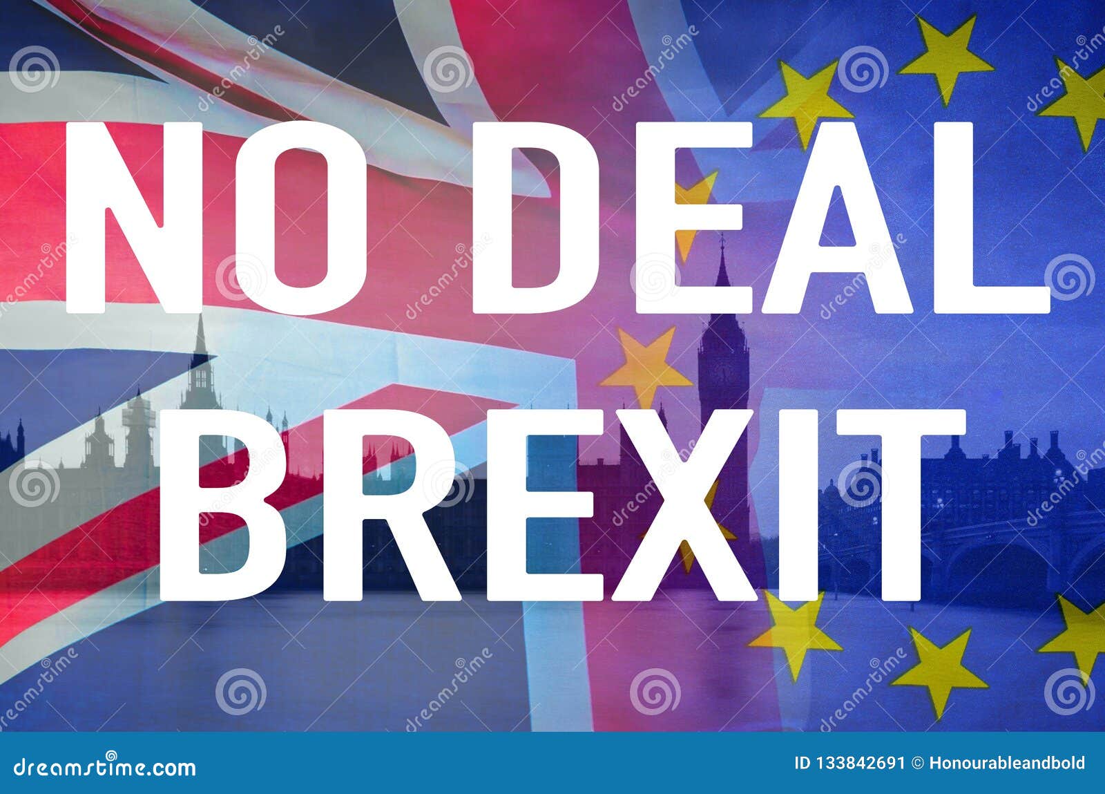 No Deal Brexit Conceptual Image Of Text Over London Image And Uk Stock