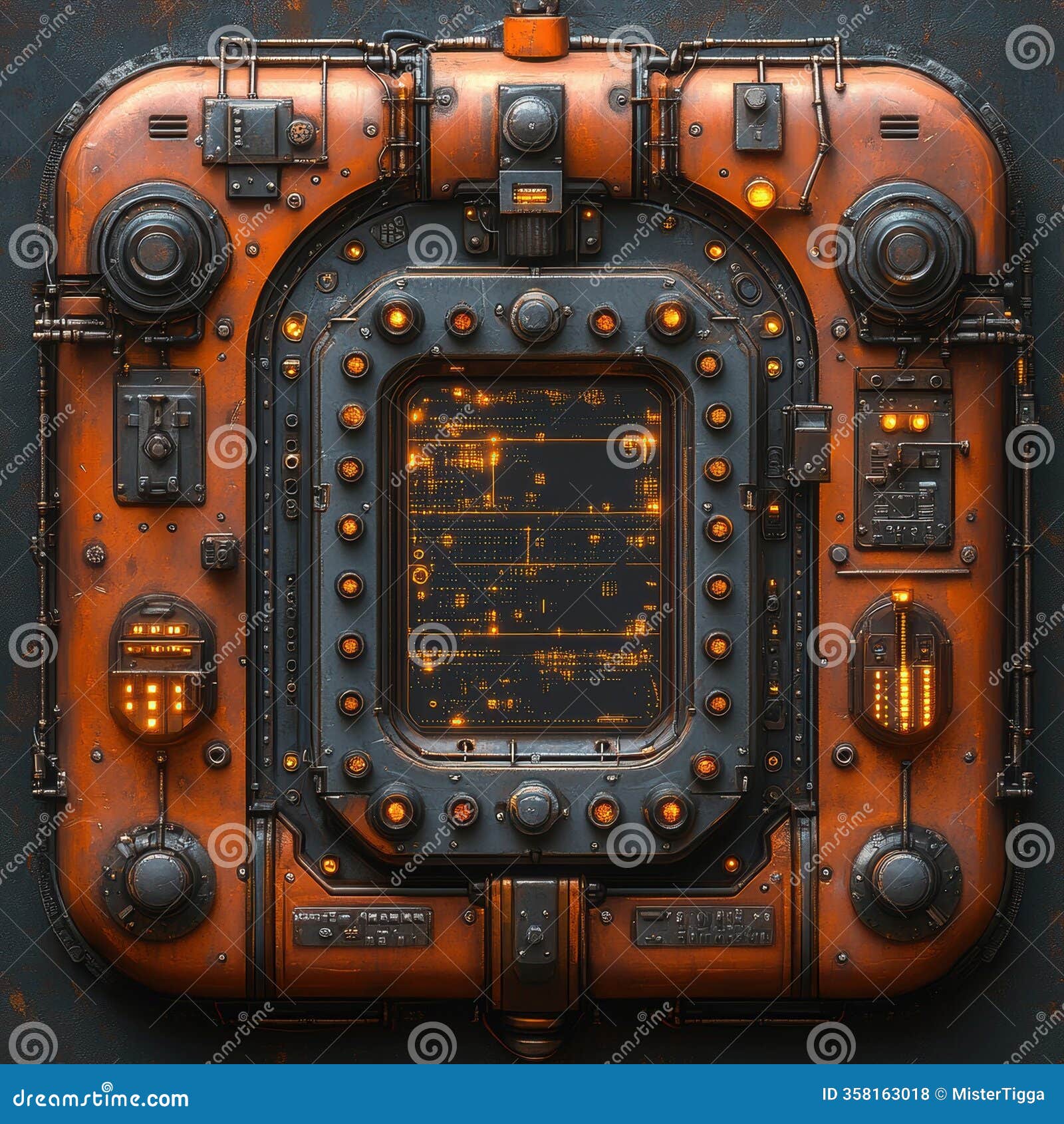 A Large, Rusted Robot Stands Menacingly, with Glowing Eyes and ...