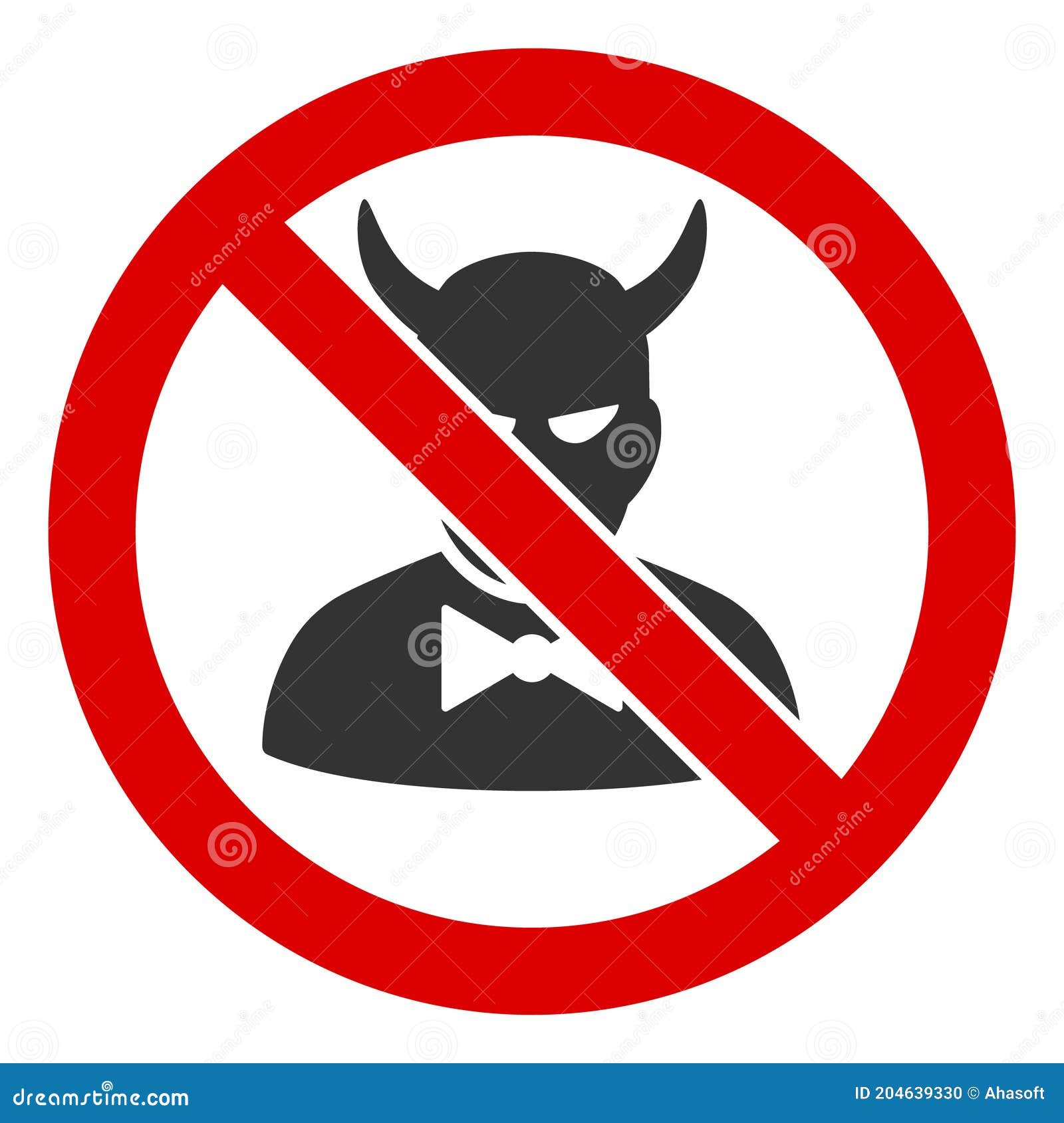 Flat Raster No Devil Icon stock illustration. Illustration of fearful ...