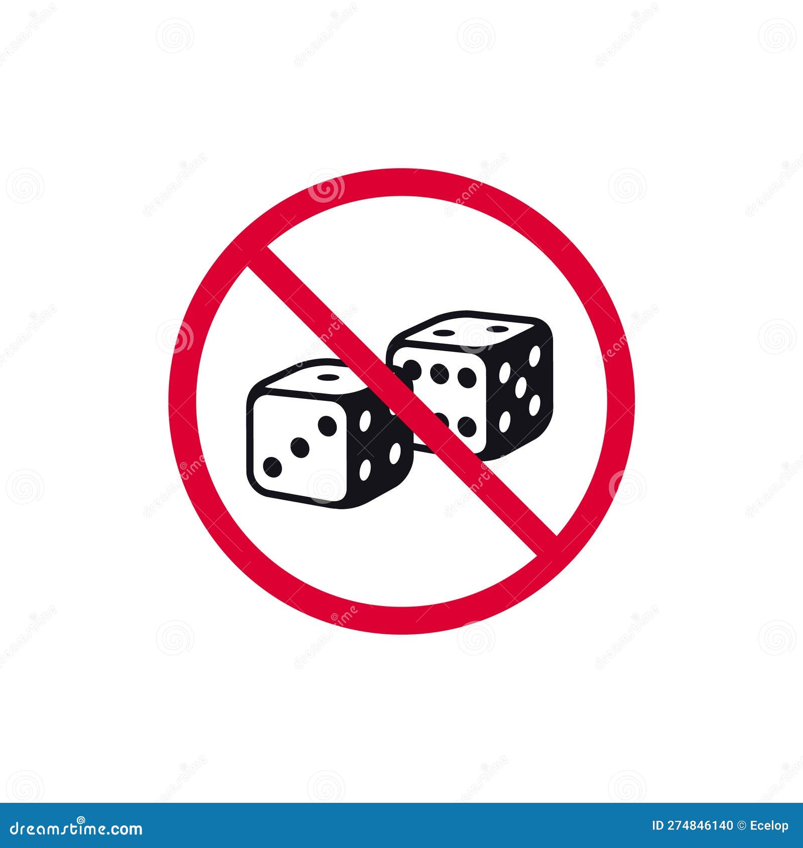 No Dice Prohibited Sign, Forbidden Modern Round Sticker, Vector ...