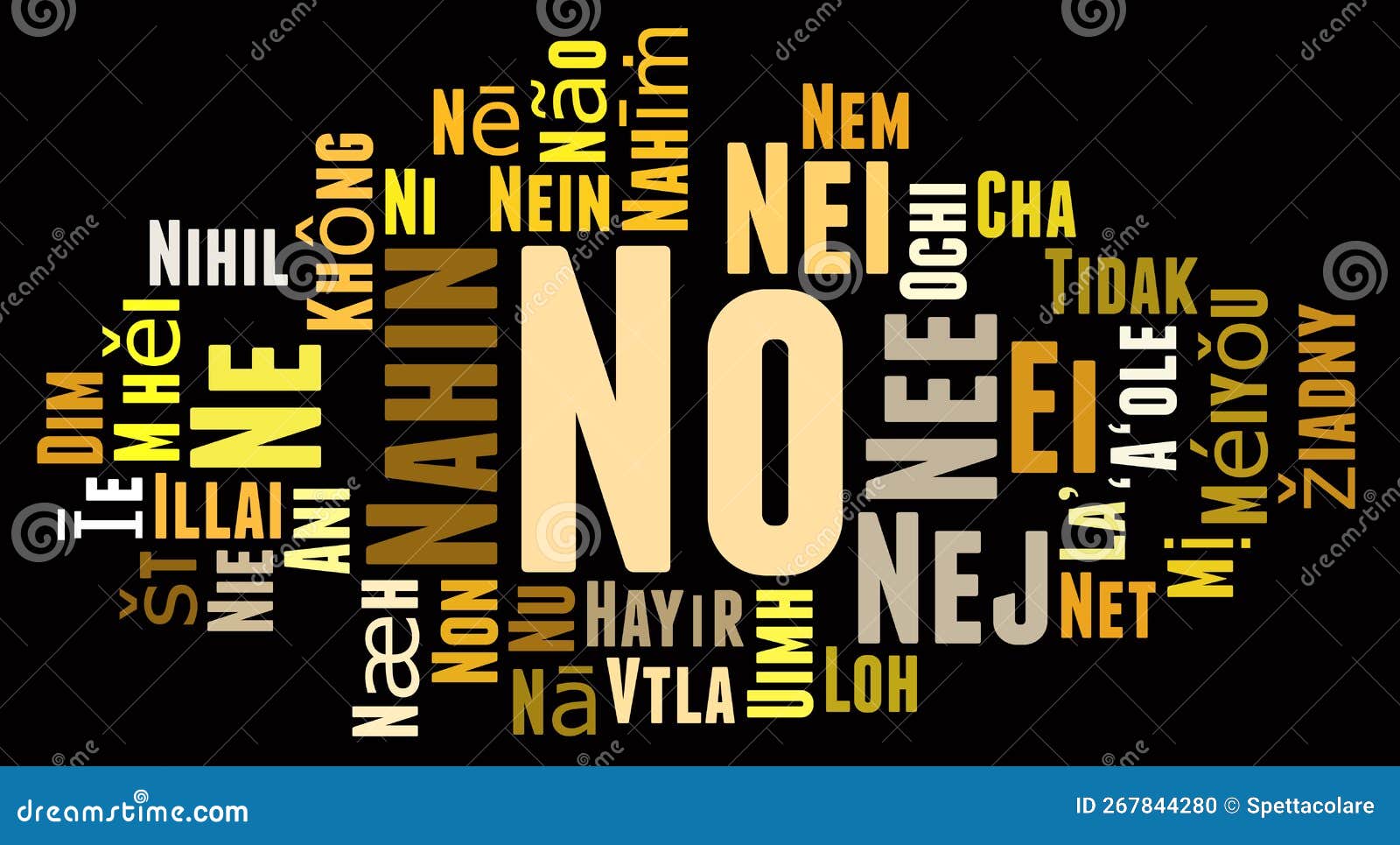 No in Different Languages Word Cloud Concept on Black Stock ...