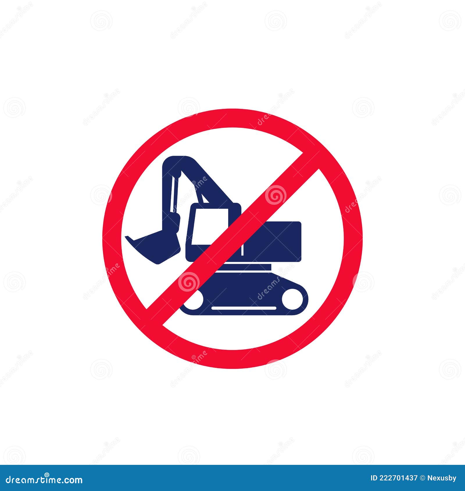 No Digging Sign with Excavator, Digger Stock Vector - Illustration of ...