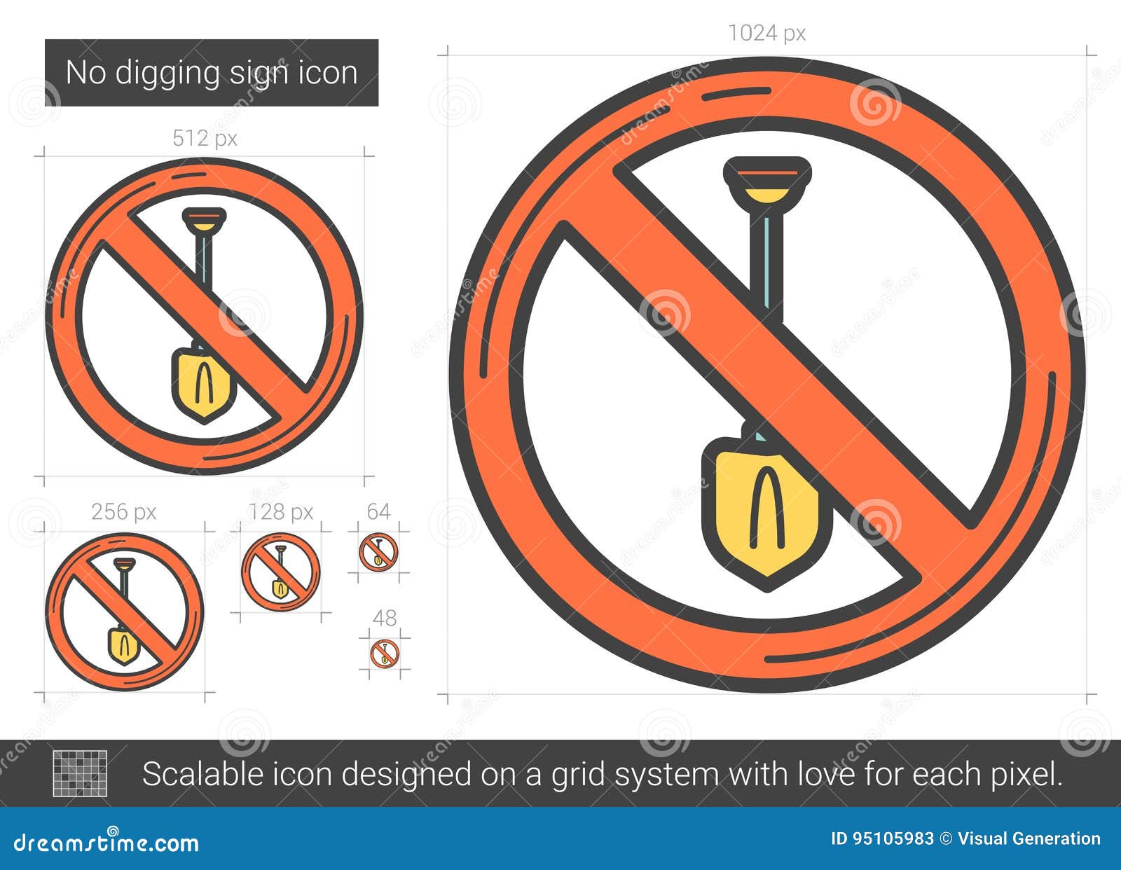 No digging sign line icon. stock vector. Illustration of industry ...