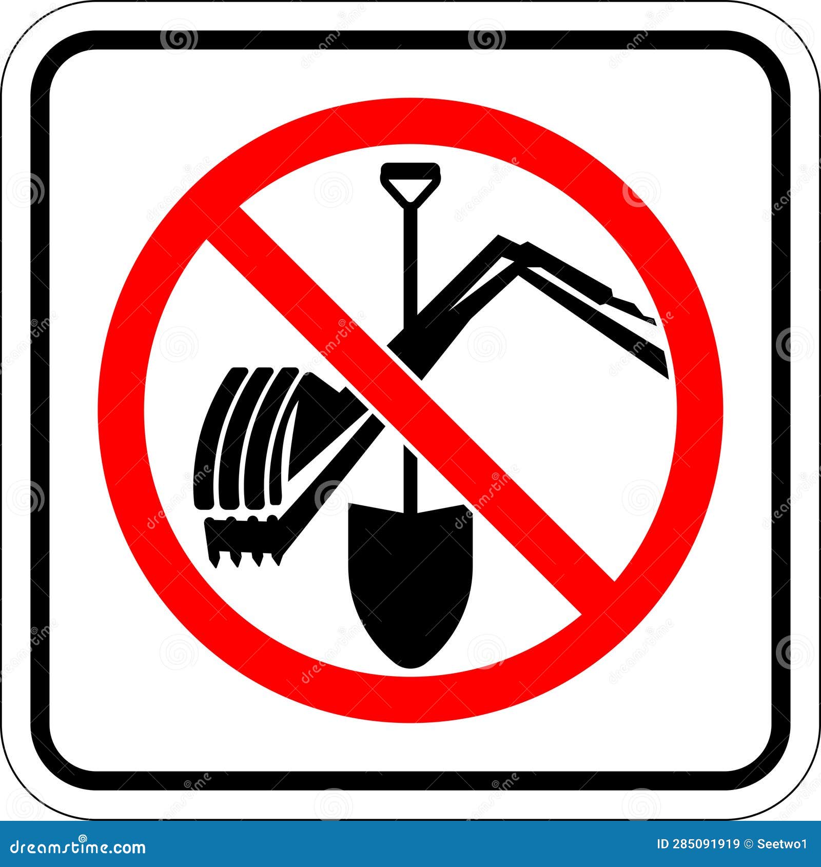 No Digging Sign For Construction Sites, Protected Areas, And Safety ...