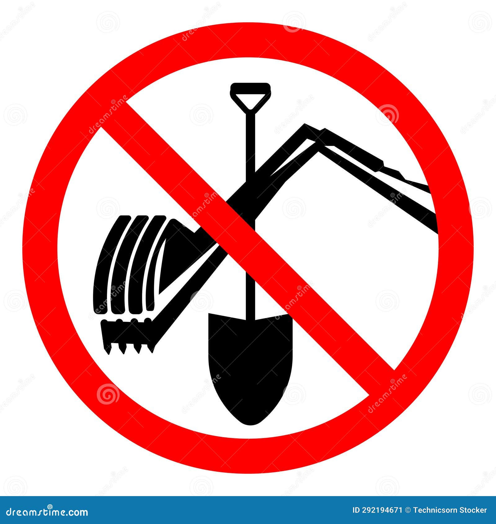 No Digging Symbol Sign ,Vector Illustration, Isolate on White ...