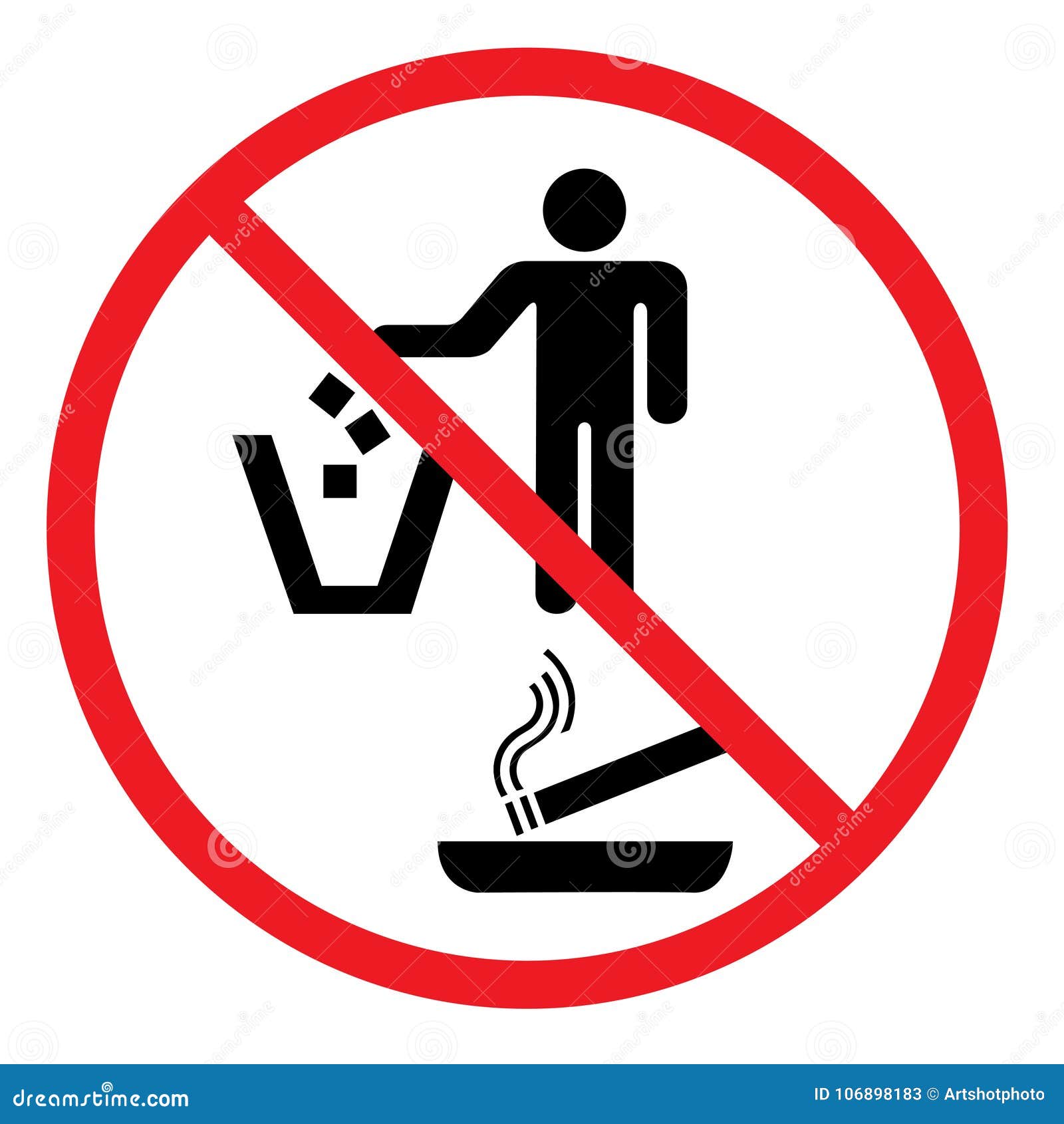 No Discarding Sign for Litter and Cigarettes Stock Illustration ...