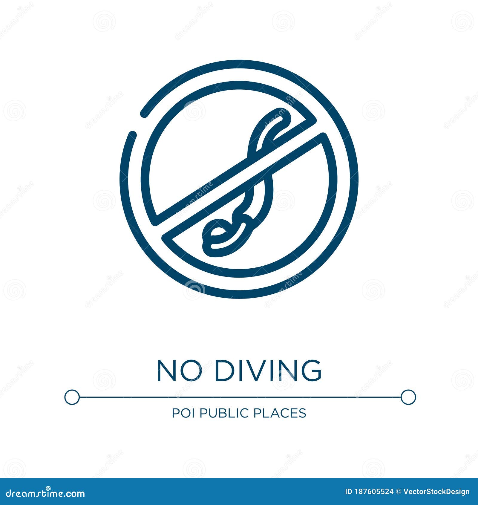 No Diving Icon. Linear Vector Illustration from Swimming Pool Rules Collection. Outline No ...