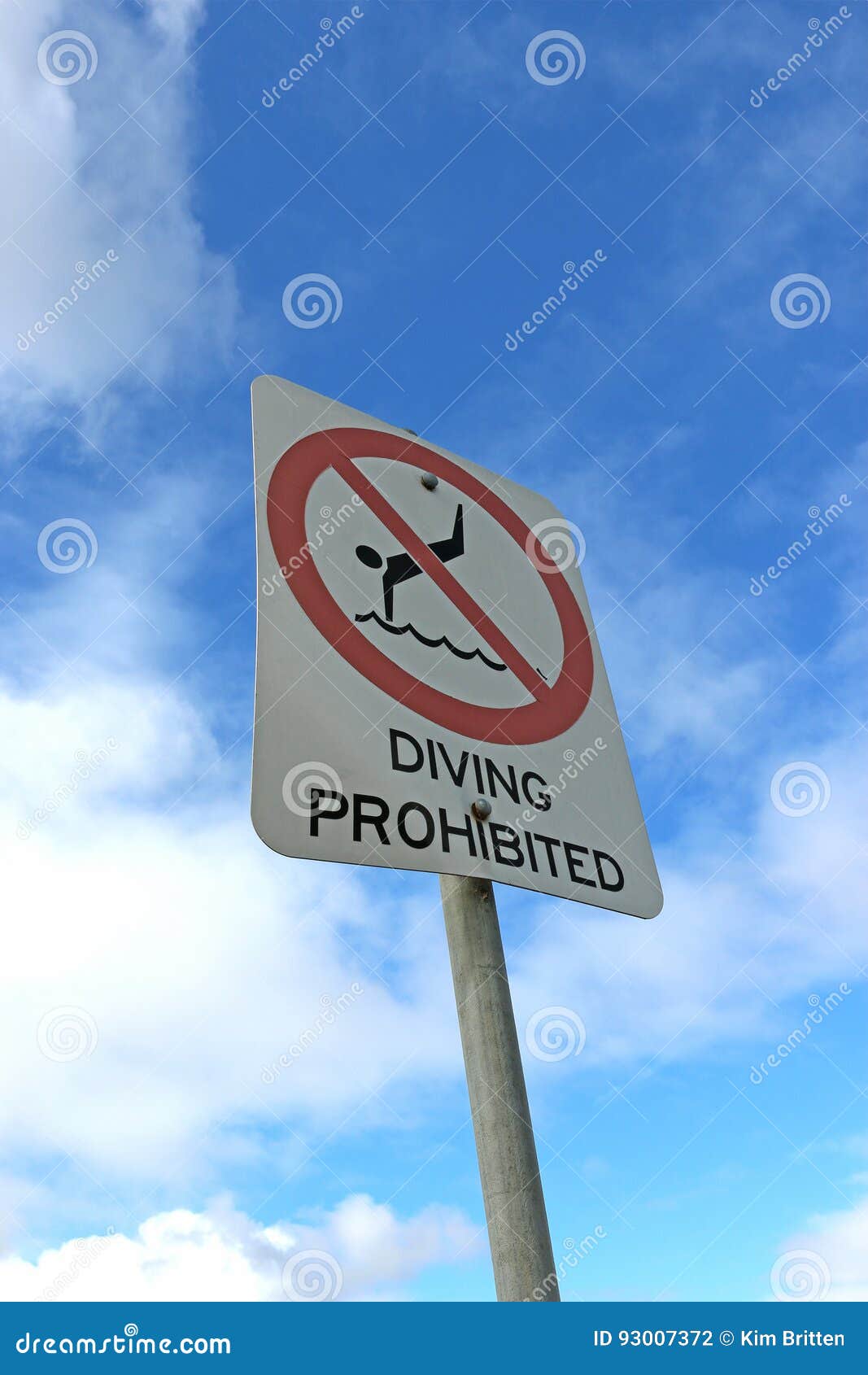 No Diving Sign Against a Blue Sky Stock Photo - Image of outdoor ...