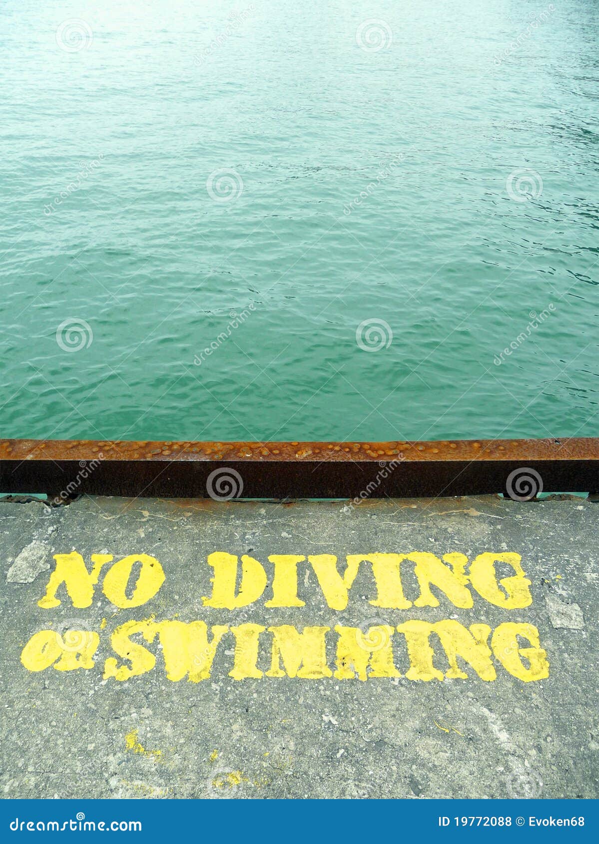 No Diving or Swimming Stencil on Concrete Pier Stock Photo - Image of ...