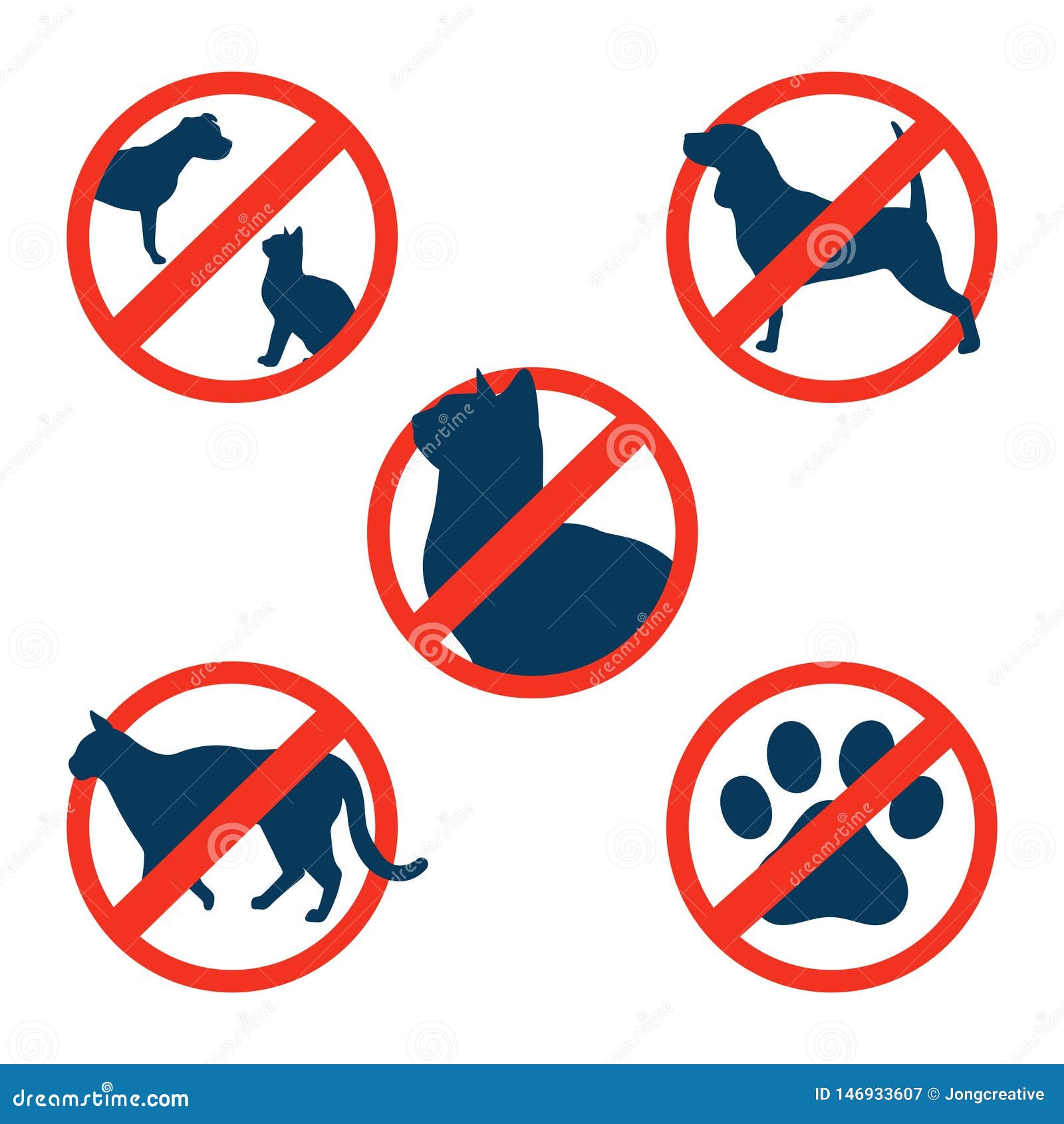 No Dogs Cats Pets Allowed Entry Symbol Icon Set Stock Vector ...