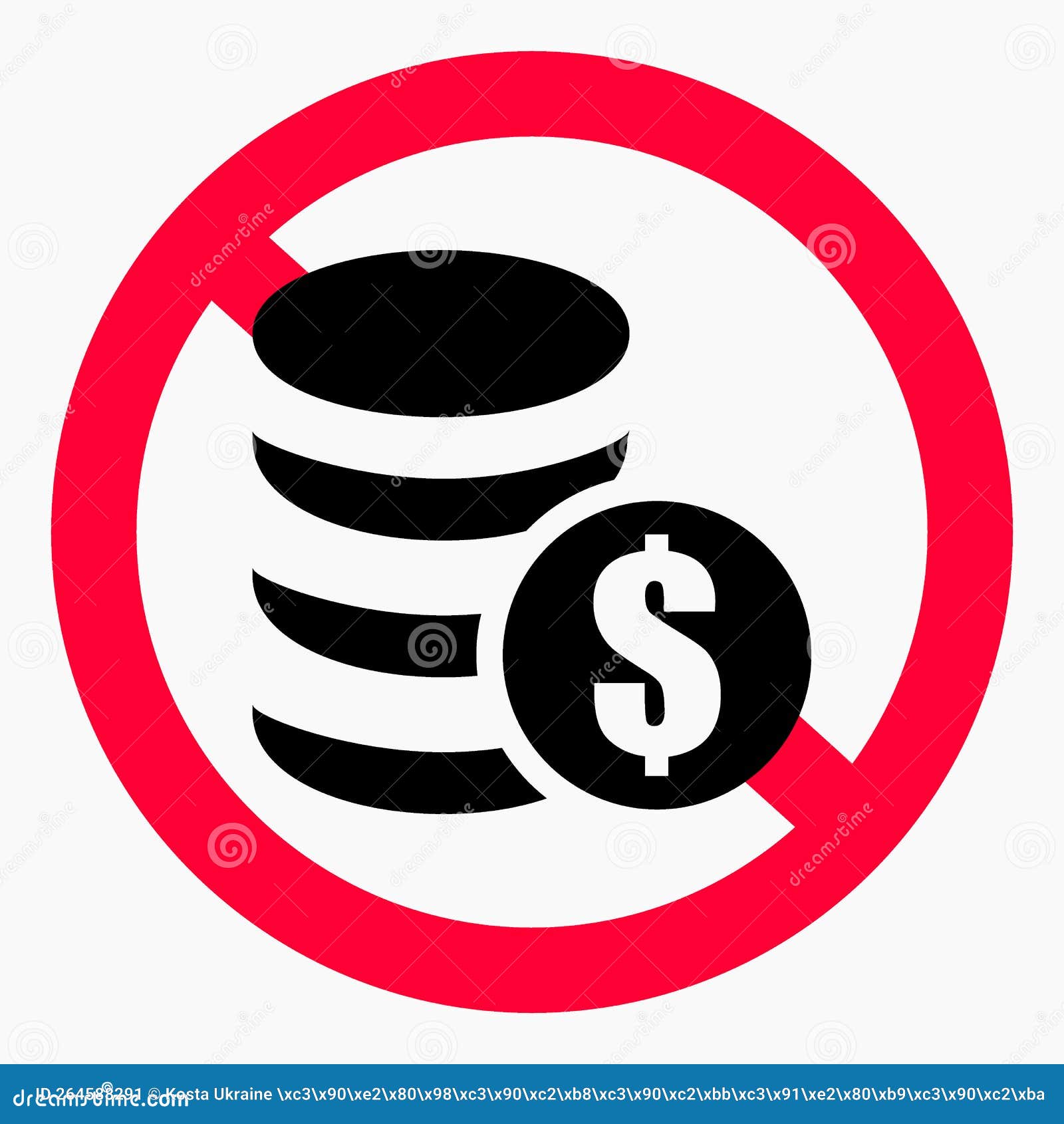 No dollar icon stock vector. Illustration of financial - 264588291