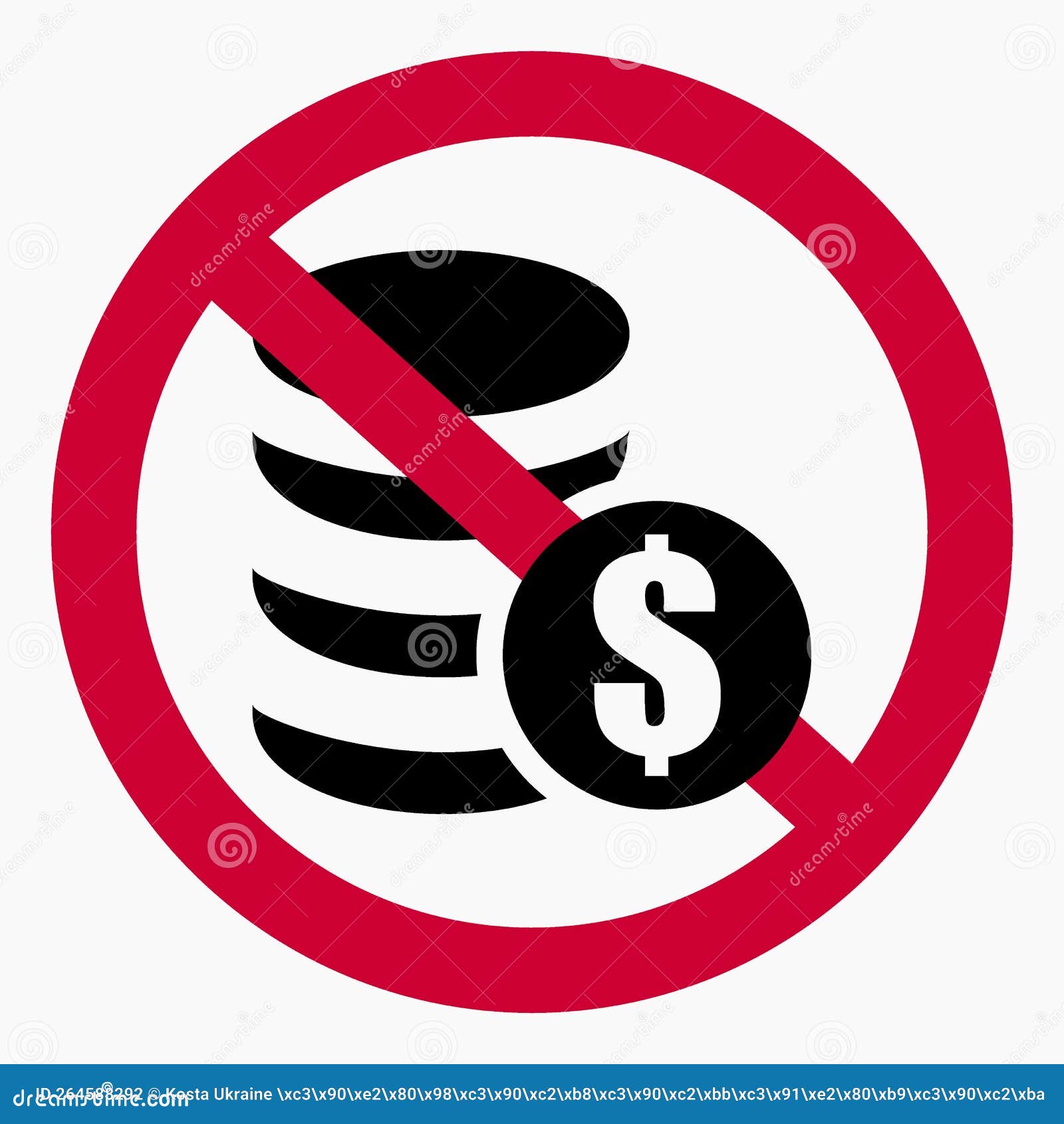 No dollar icon stock vector. Illustration of banking - 264588292