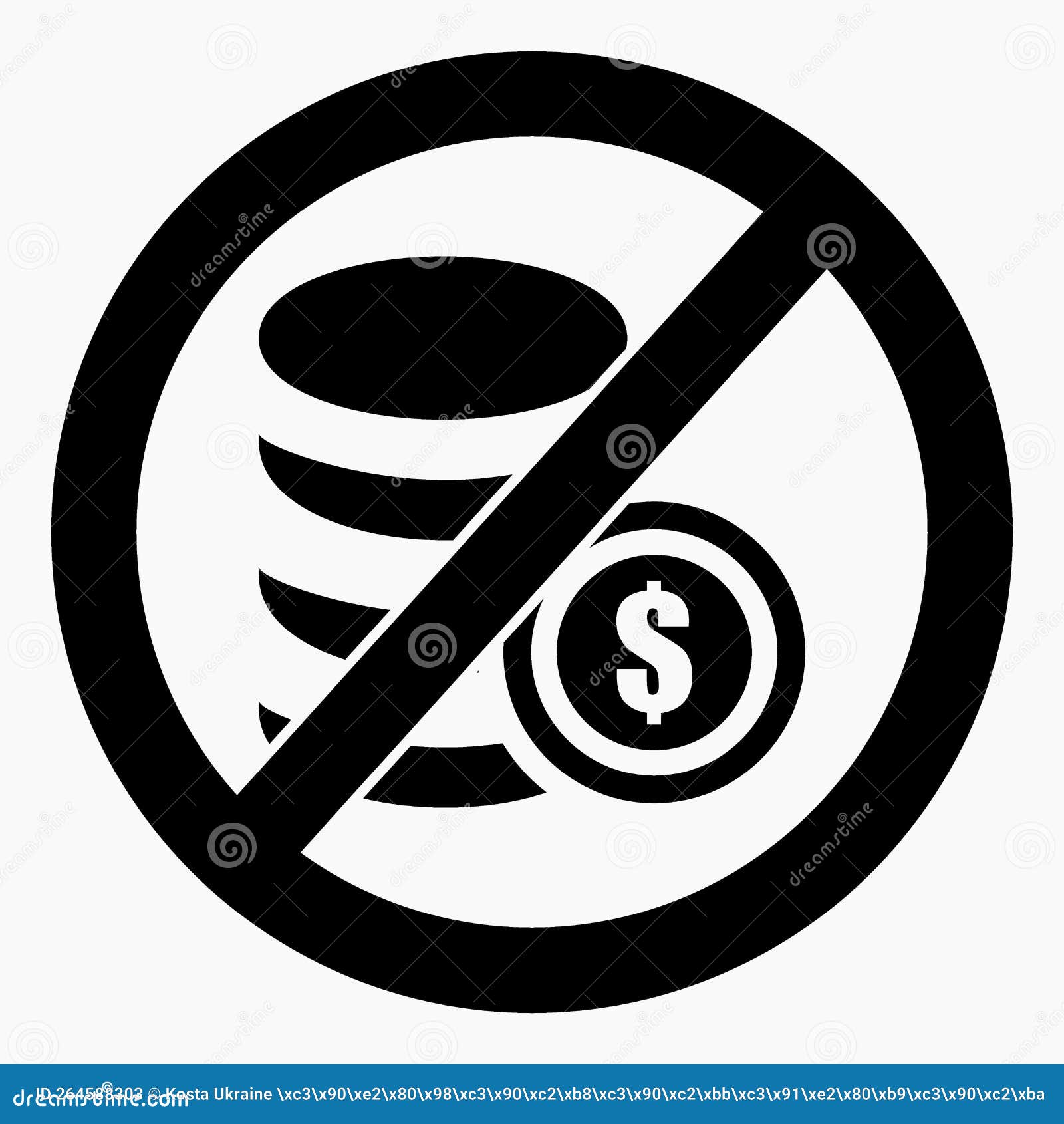 No dollar icon stock vector. Illustration of retail - 264588303