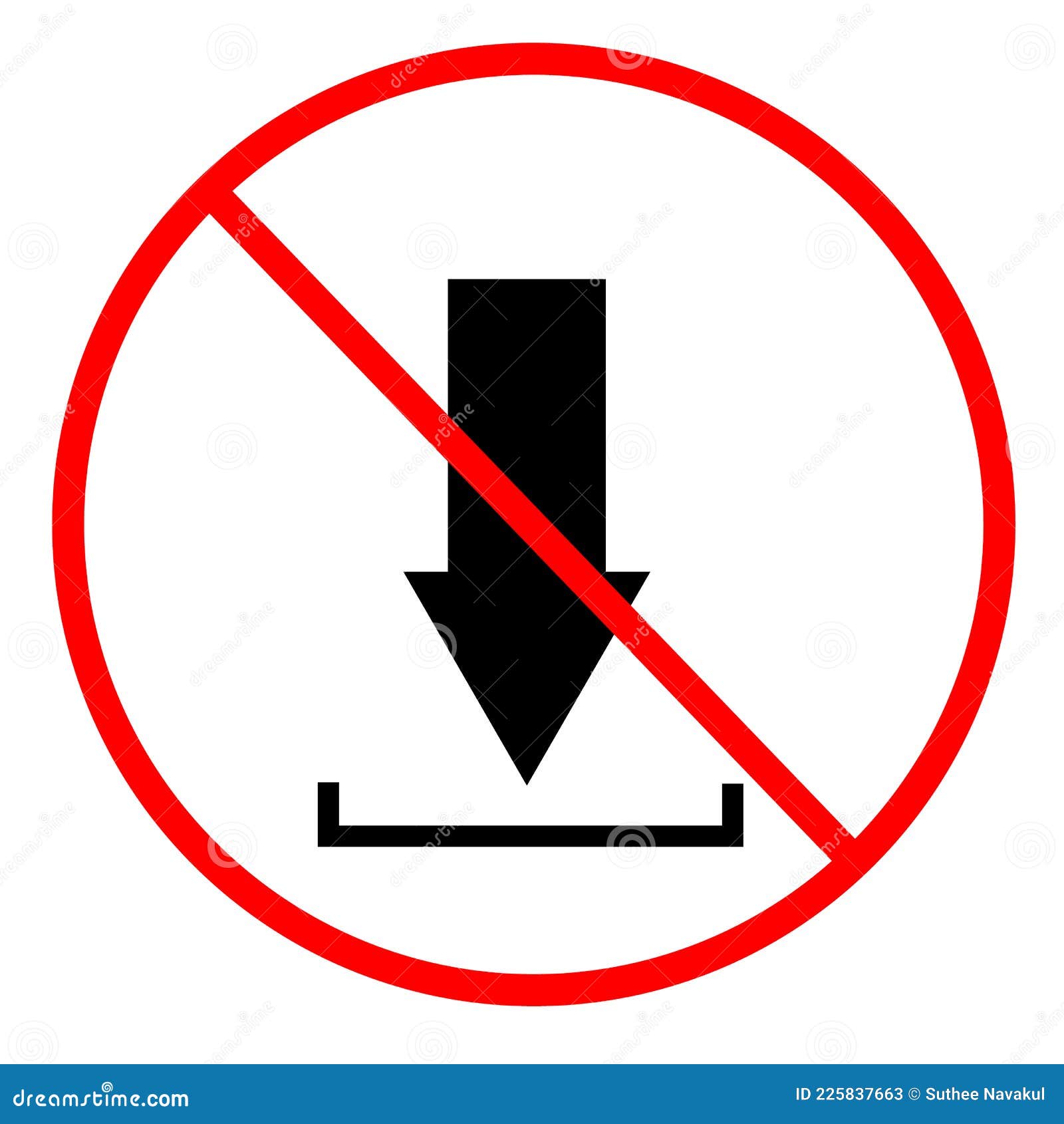No Download Icon on White Background. Stop Download Sign. Flat Style ...