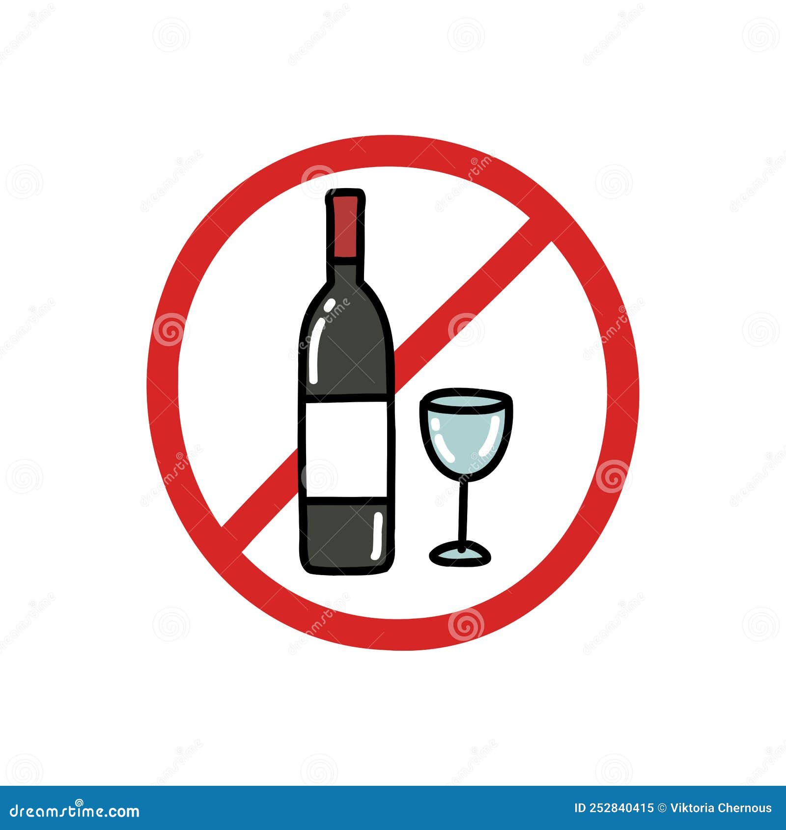 No Drinking Sign Doodle Icon, Vector Color Line Illustration Stock ...