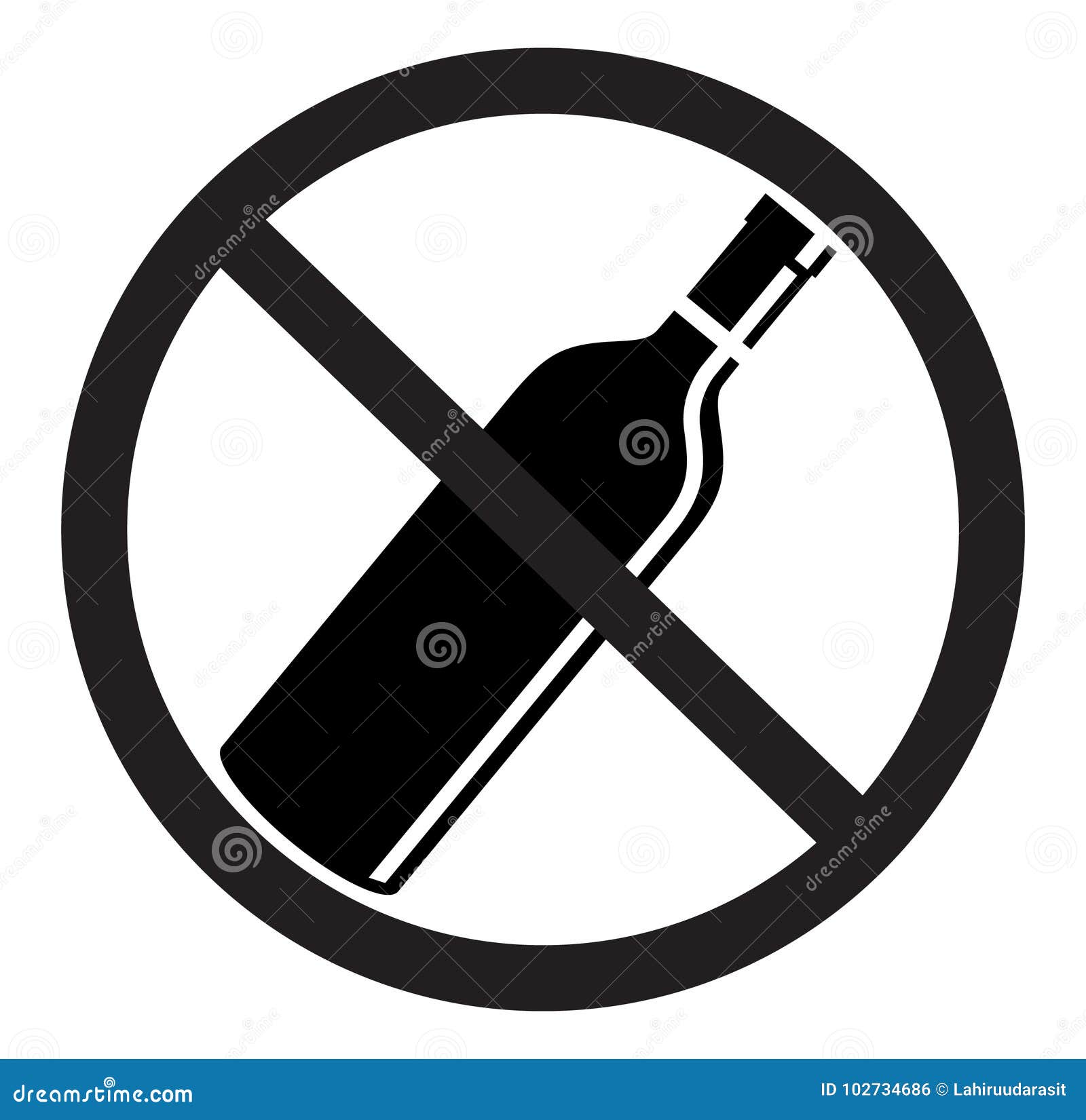 No drinking sign stock vector. Illustration of alcohol - 102734686