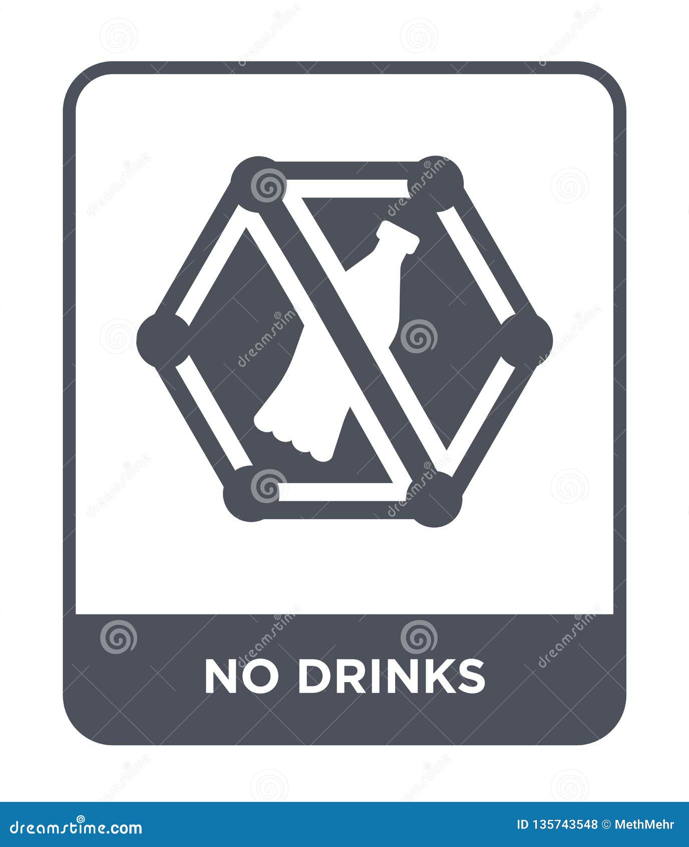 No Drinks Icon in Trendy Design Style. No Drinks Icon Isolated on White ...