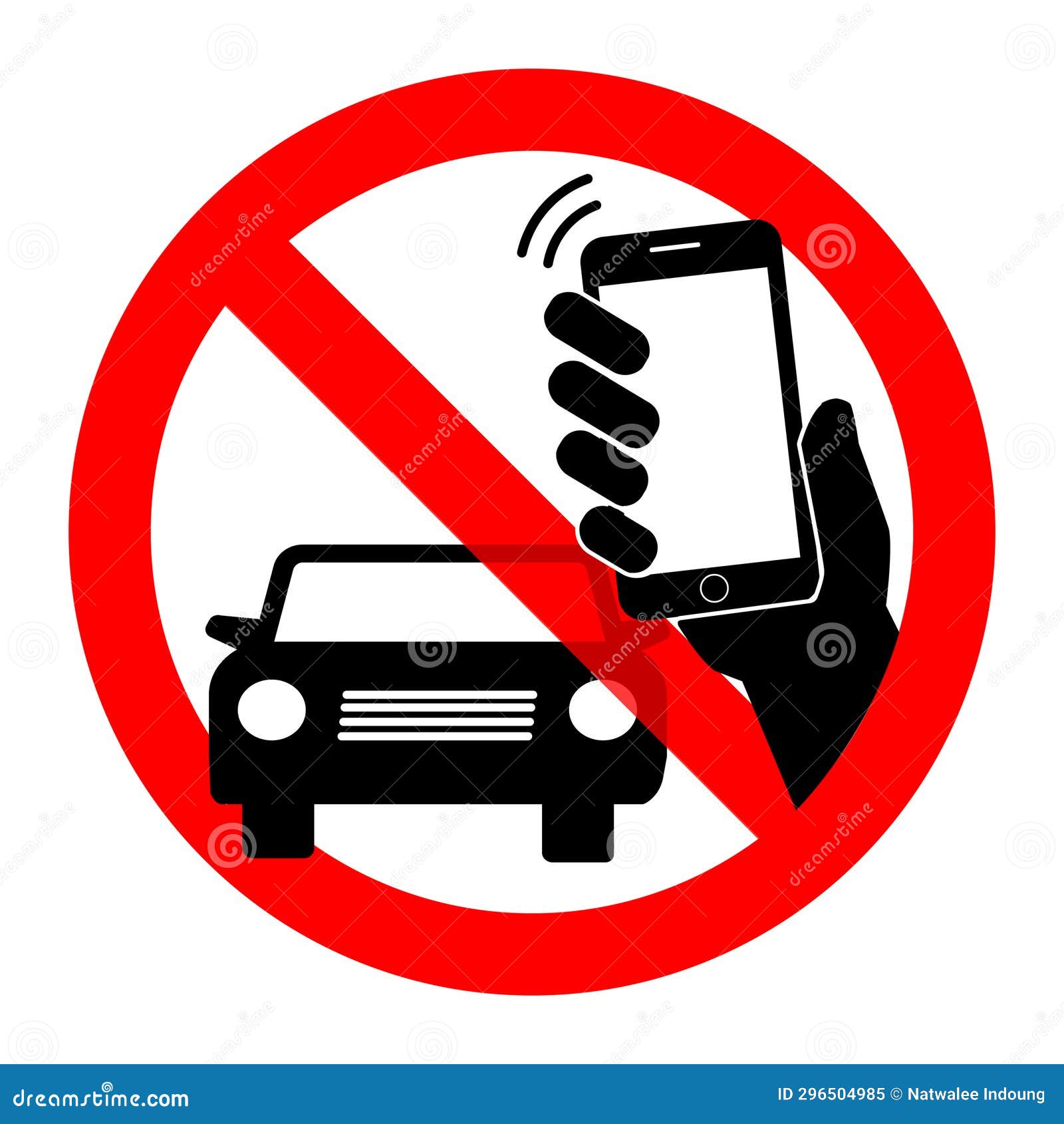 No Driving and Phone Using Vector Sign Isolated on White Background ...