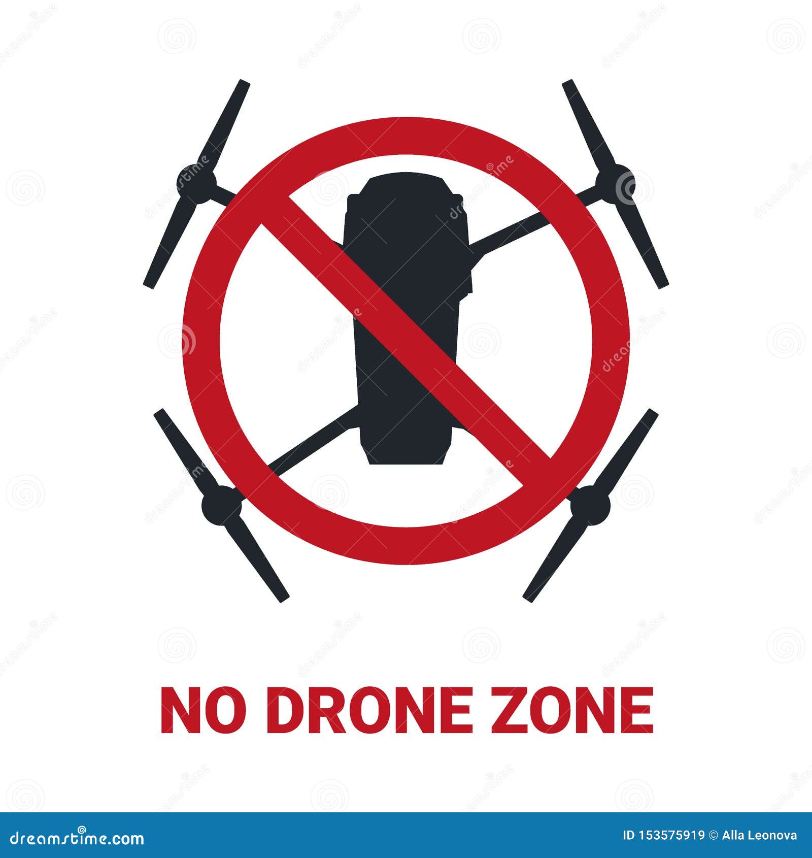 No Drone Zone Sign. Flights with Drone Prohibited. Stock Vector ...
